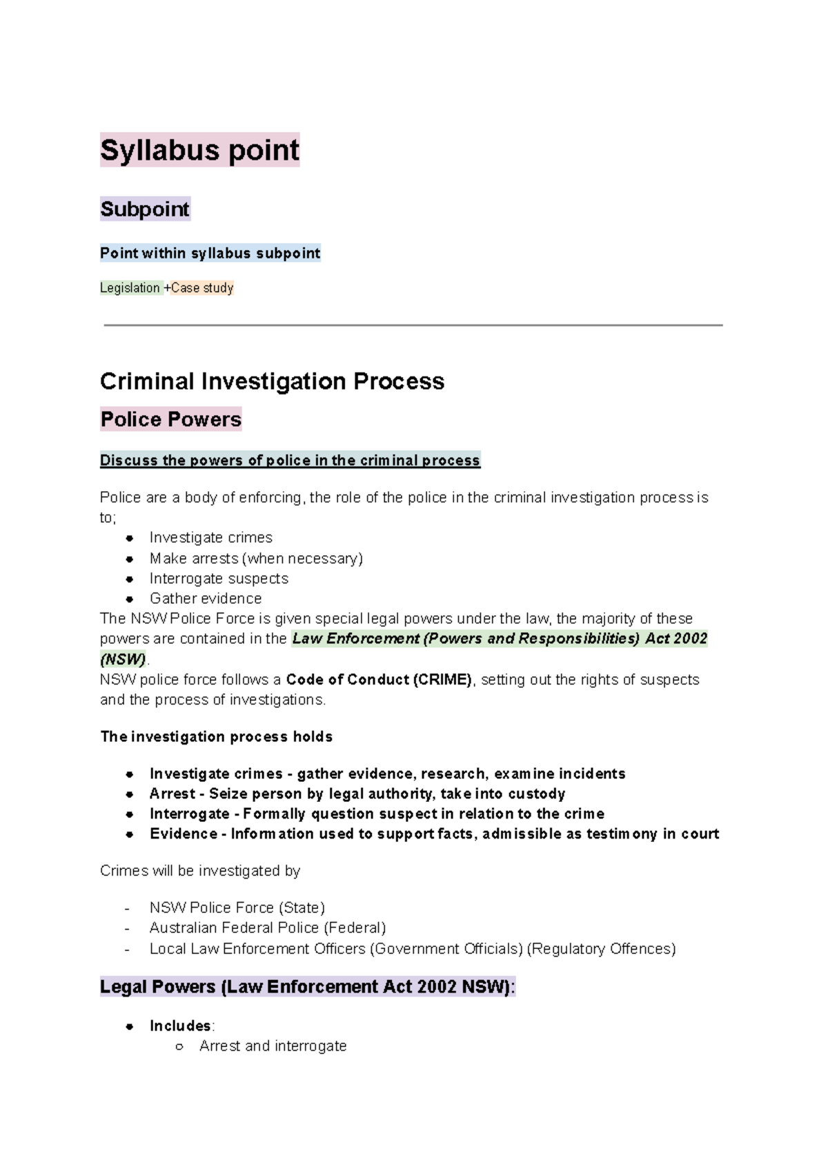 Criminal Investigation Process (CRIM200): Police Powers and Procedures ...