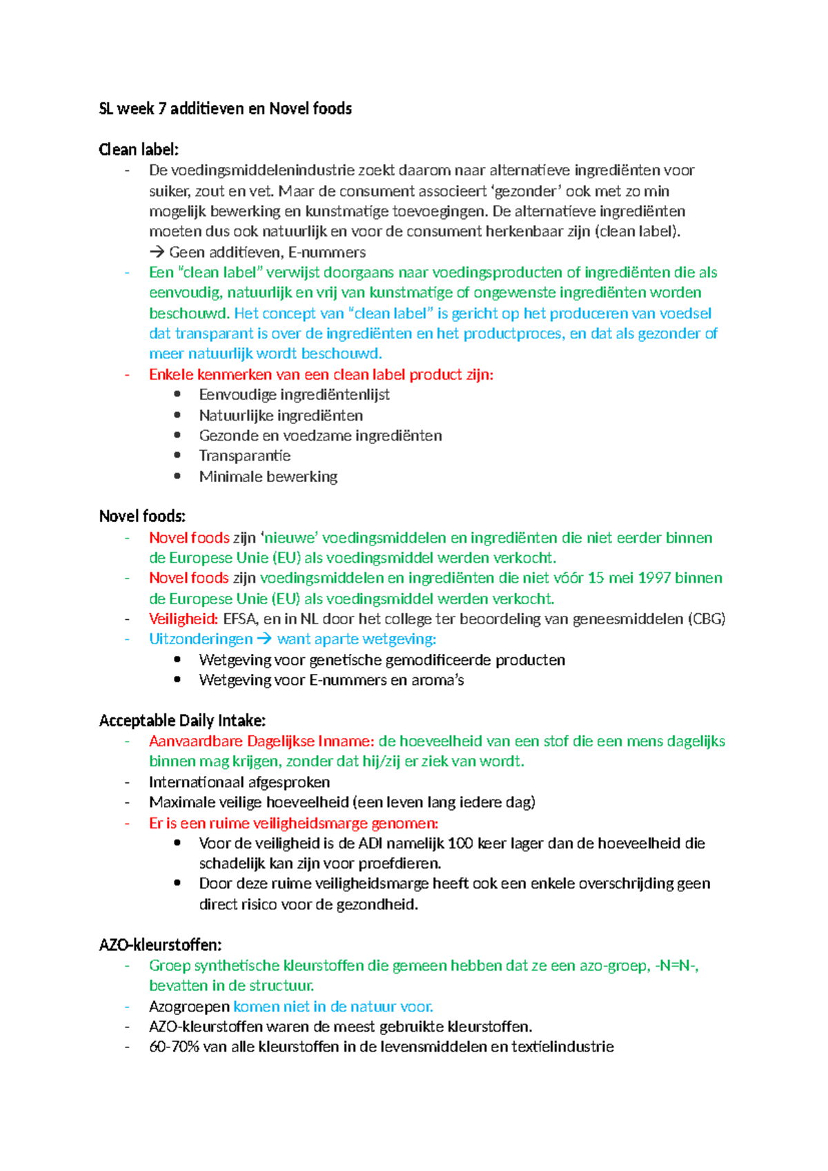 SL Week 7: Additieven, Novel Foods en Clean Labels in de ...
