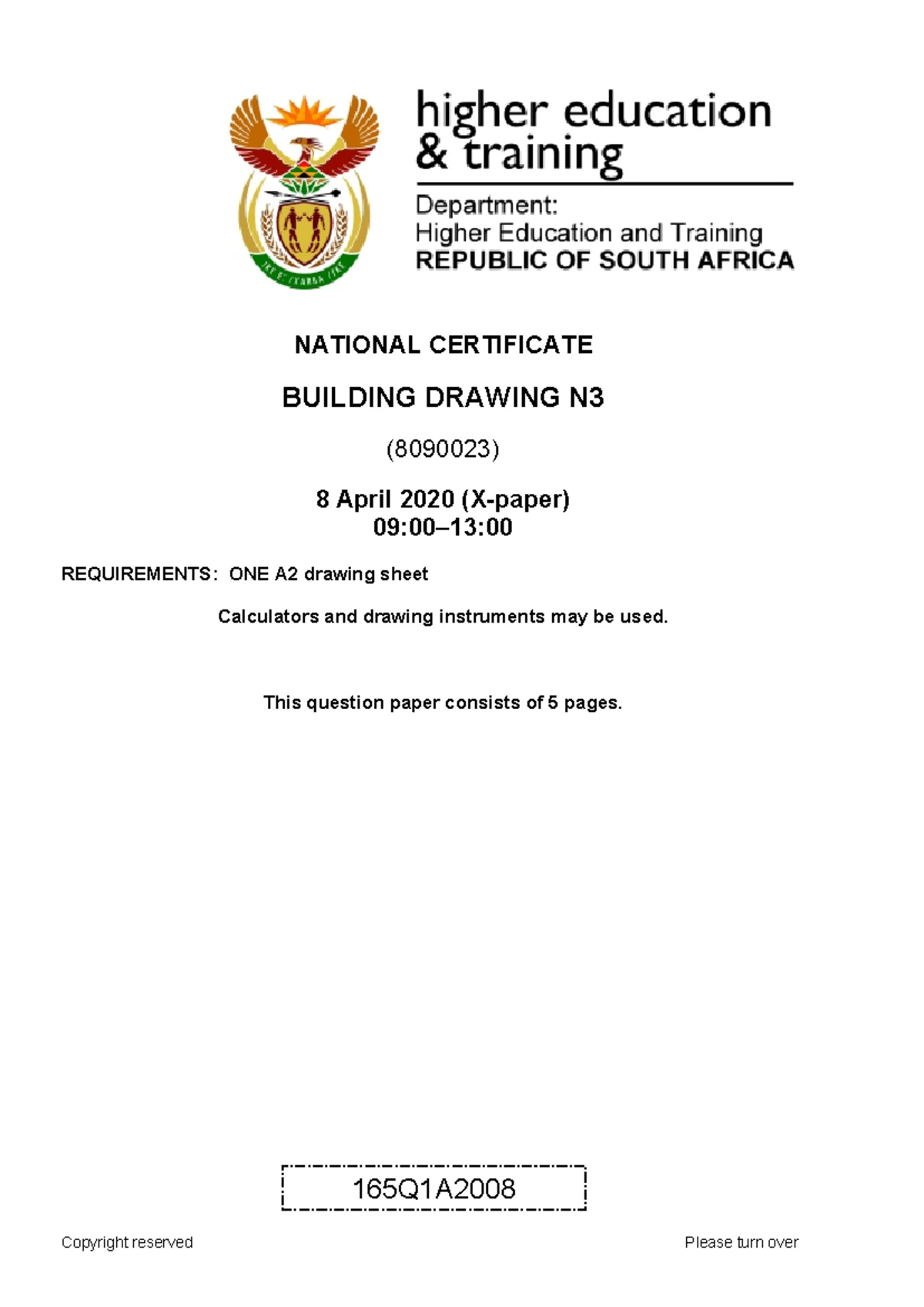 N4 Building Administration April 2020 Memorandum - NATIONAL CERTIFICATE ...