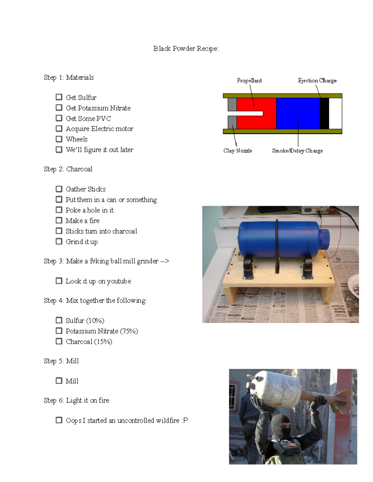 Black Powder Recipe - Black Powder Recipe: Step 1: Materials Get Sulfur ...