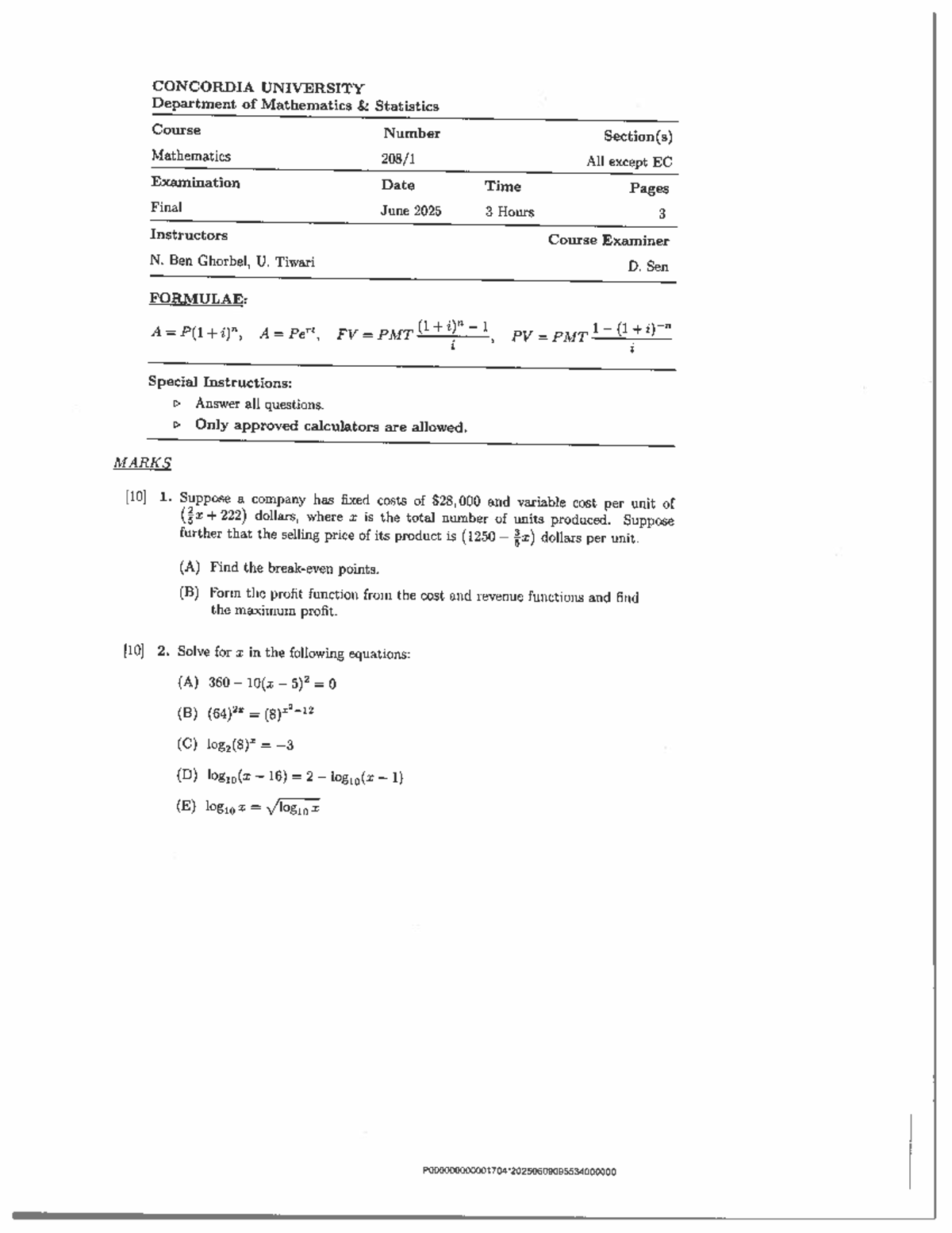 MATH 208 Final Exam Study Guide - Summer 2025 - Studocu