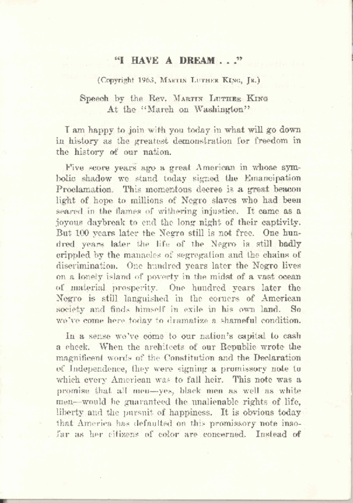 HIST 101: Martin Luther King Jr.'s "I Have a Dream" Speech Analysis ...
