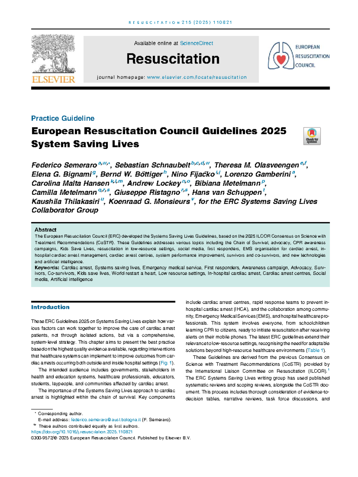 ERC Guidelines 2025: Systems Saving Lives in Cardiac Arrest Management ...