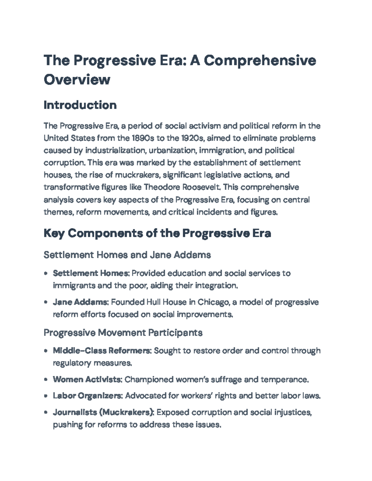 The Progressive Era: Social Reforms and Key Figures in U.S. History ...