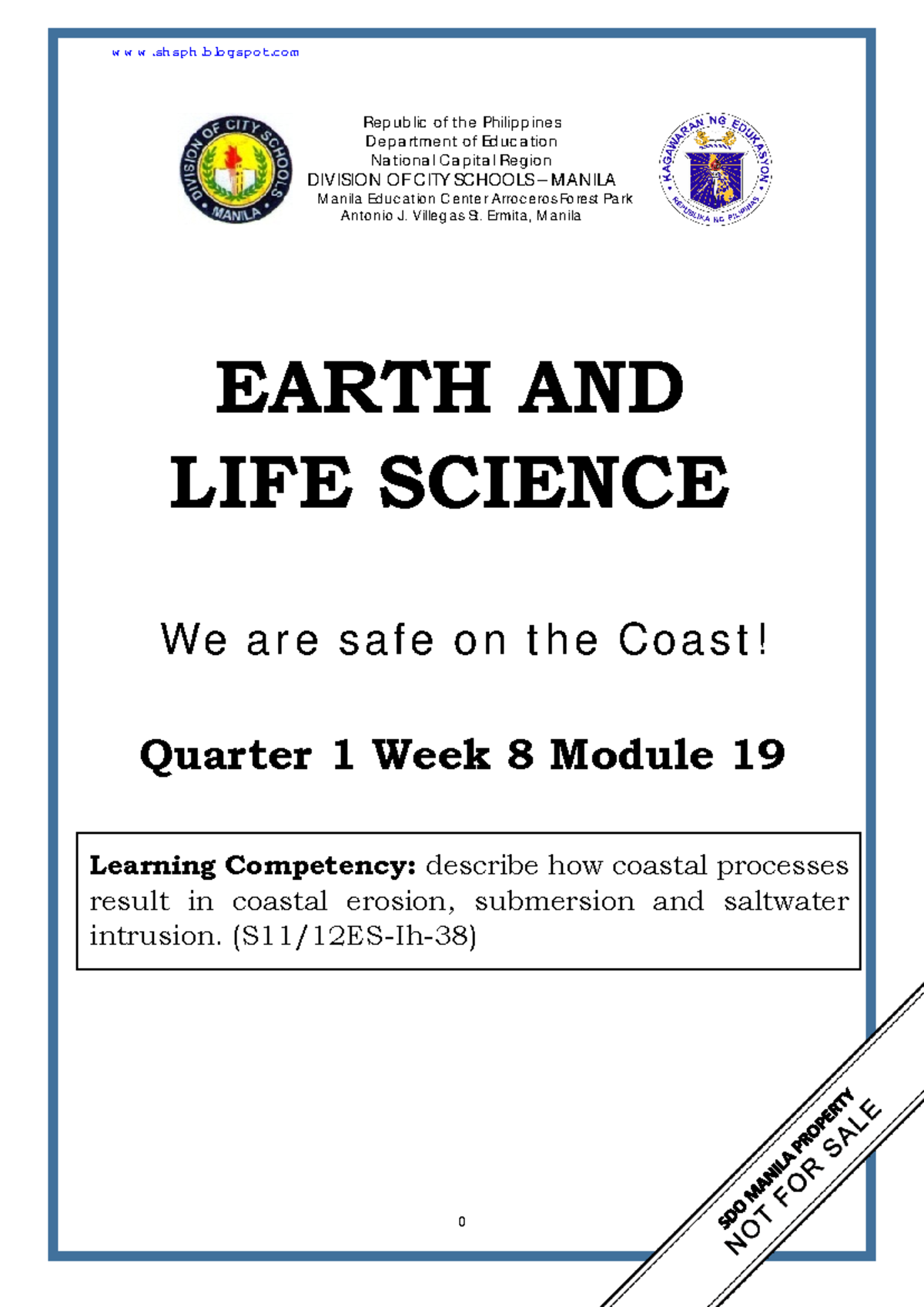 Earth and Life Science (S11/12ES-Ih-38) Module 19: Coastal Processes - Studocu