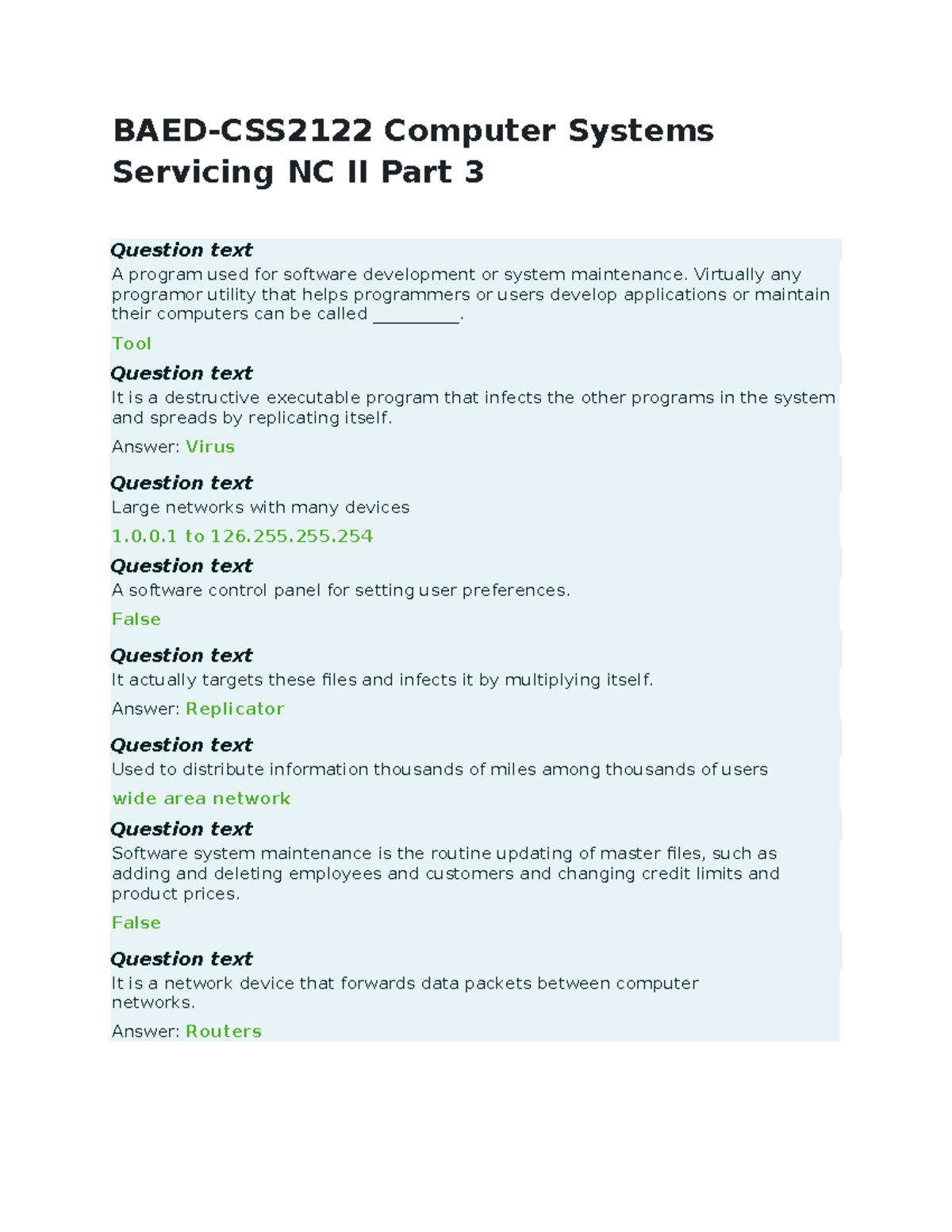 Computer Systems Servicing NC II: Maintenance and Tools Overview - Studocu