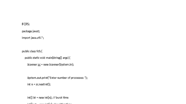 FCFS & Page Replacement Algorithms: Java Implementation Guide - Studocu