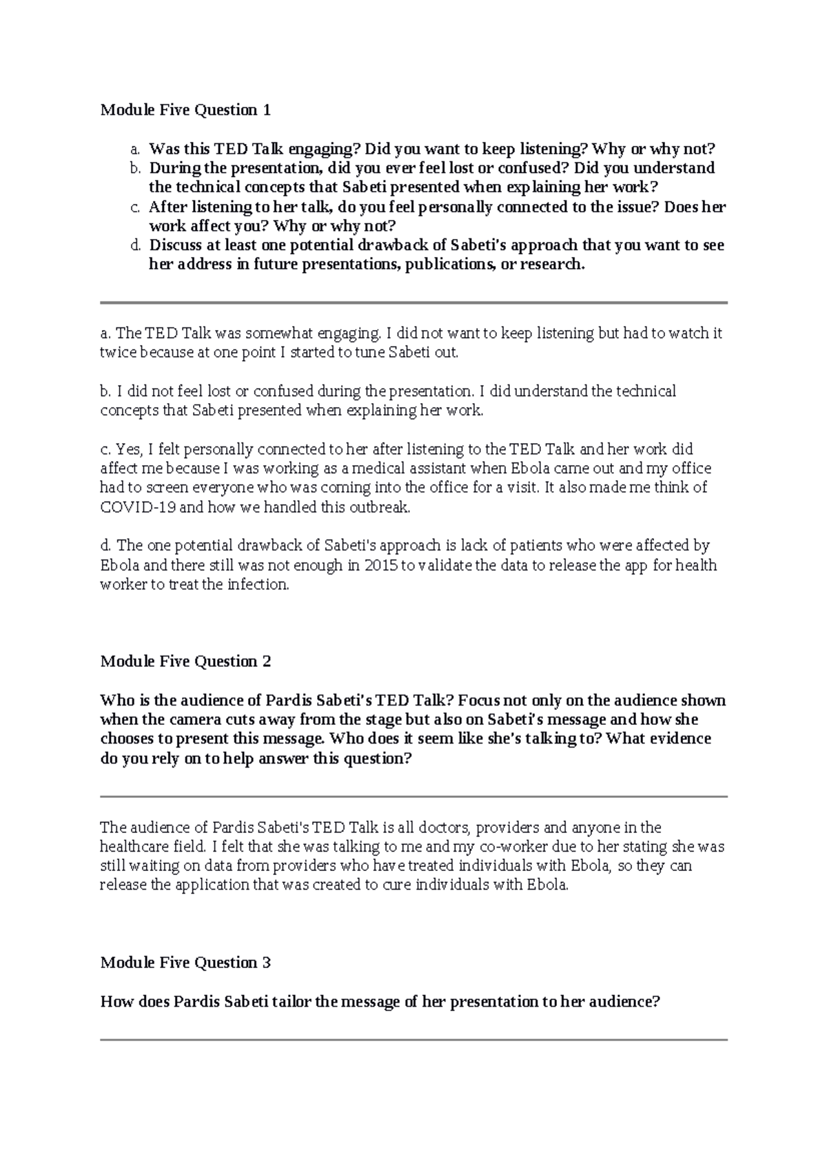 SCS 200 mod 5 - MindEdge short responses - Module Five Question 1 a ...