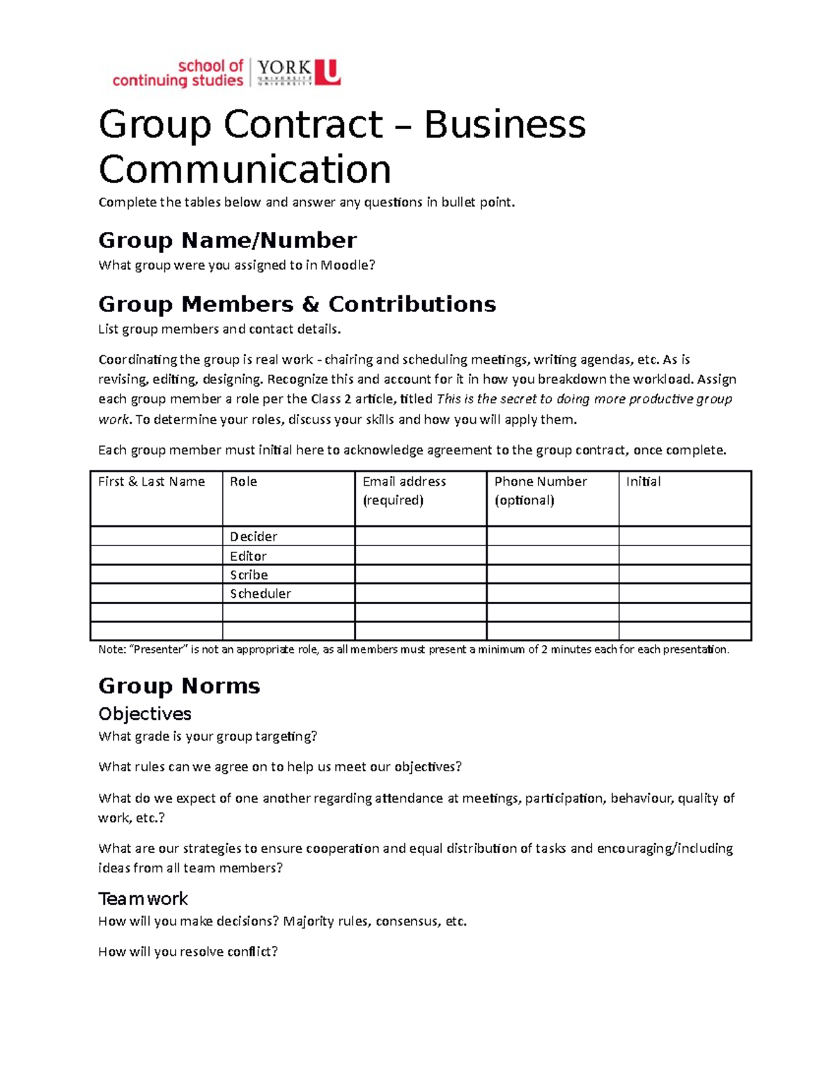 Group Contract Template v4 - Group Contract – Business Communication ...