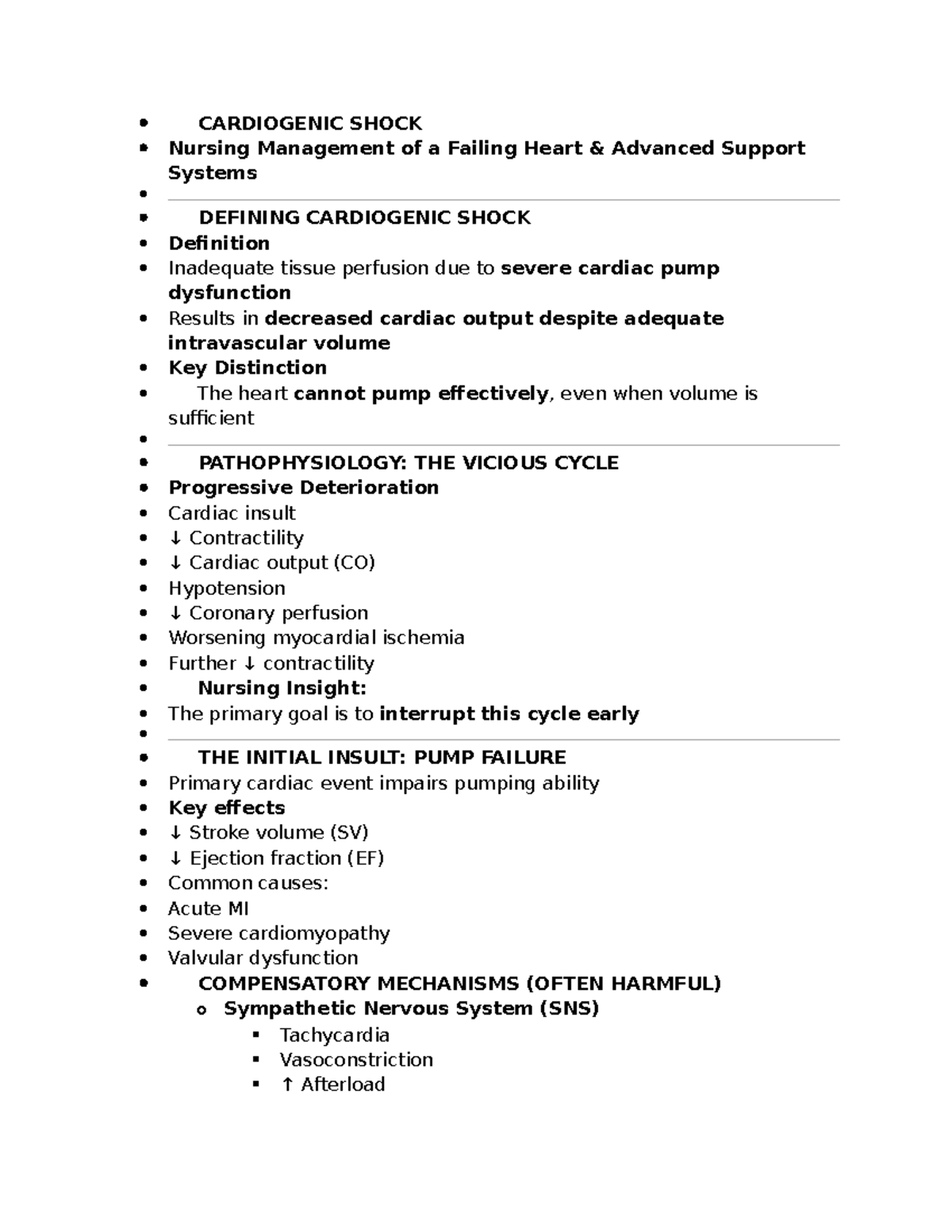 🔴 Cardiogenic Shock Nursing Management: Key Insights & Strategies - Studocu