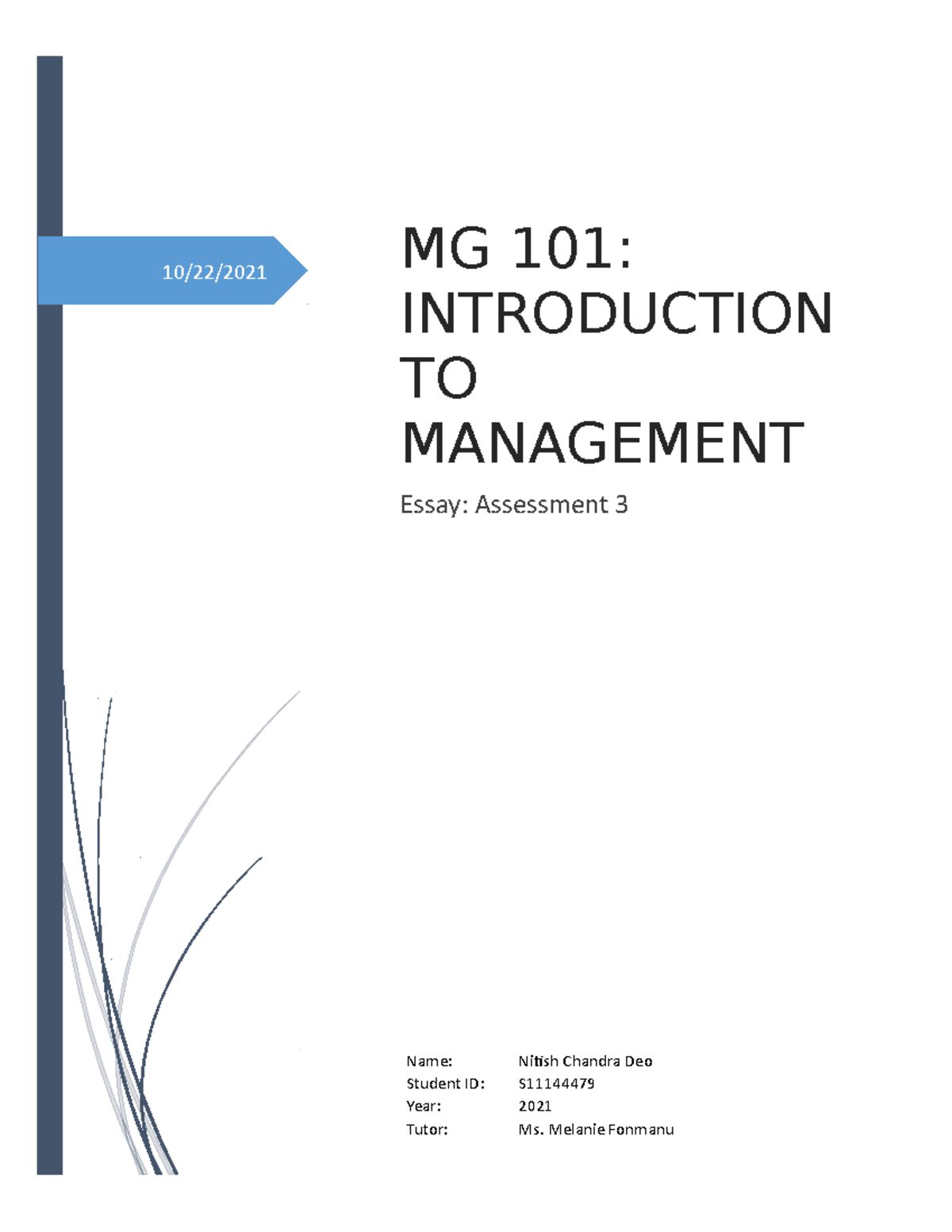 MG101 Assignment 1 online mode 10% first assignment 2021 S2 - 10/22/ MG ...