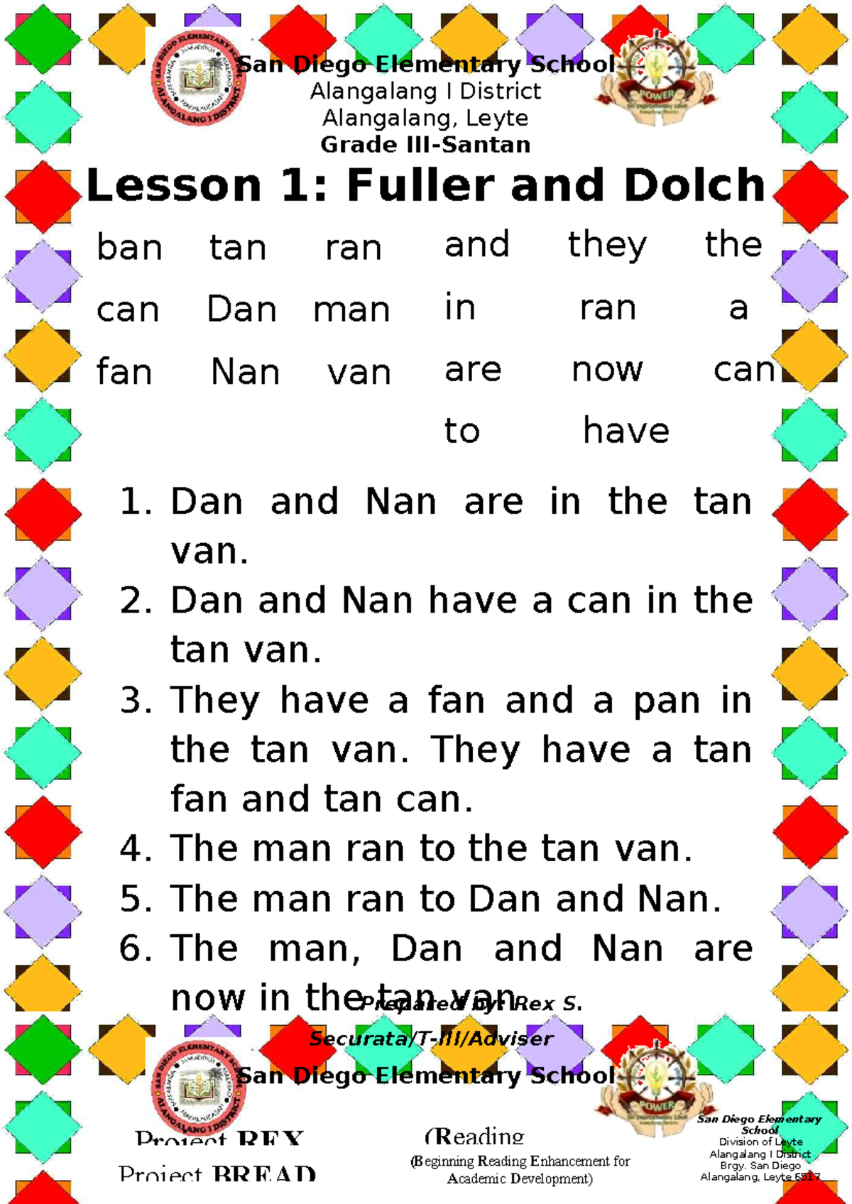 Project REX 2: Fuller and Dolch Lessons for Grade Students - Studocu