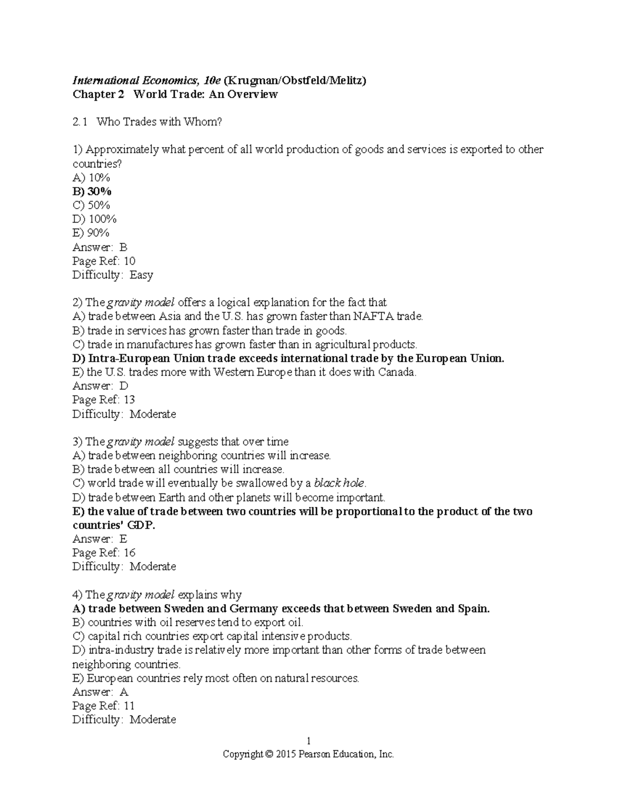 International Economics, 10e Chapter 2: World Trade Overview and Key Concepts - Studocu