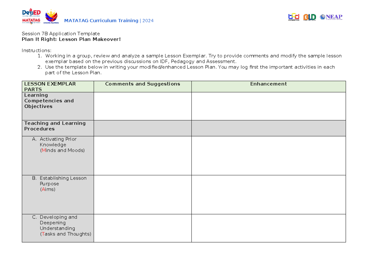 Science 4 Session 7B Activity Template v3 - MATATAG Curriculum Training | 2024 Session 7B - Studocu