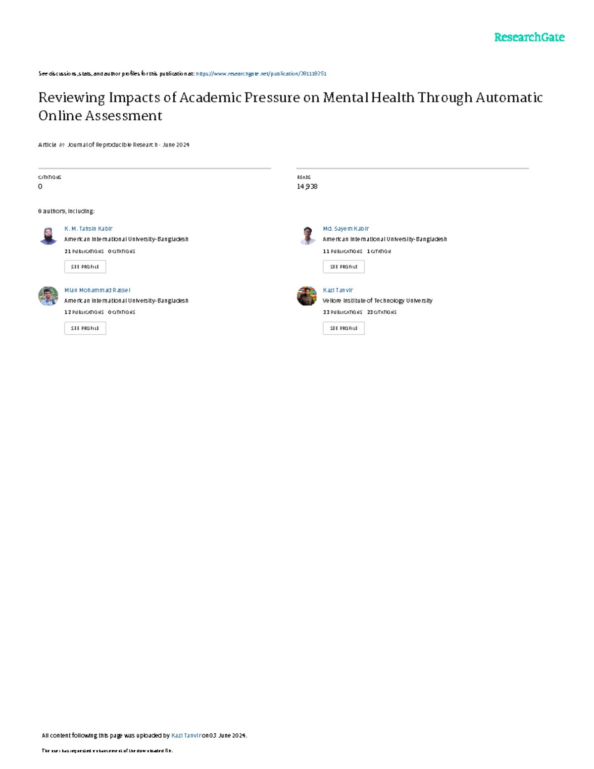 Reviewing Academic Pressure's Impact on Mental Health: A Study (JRR ...