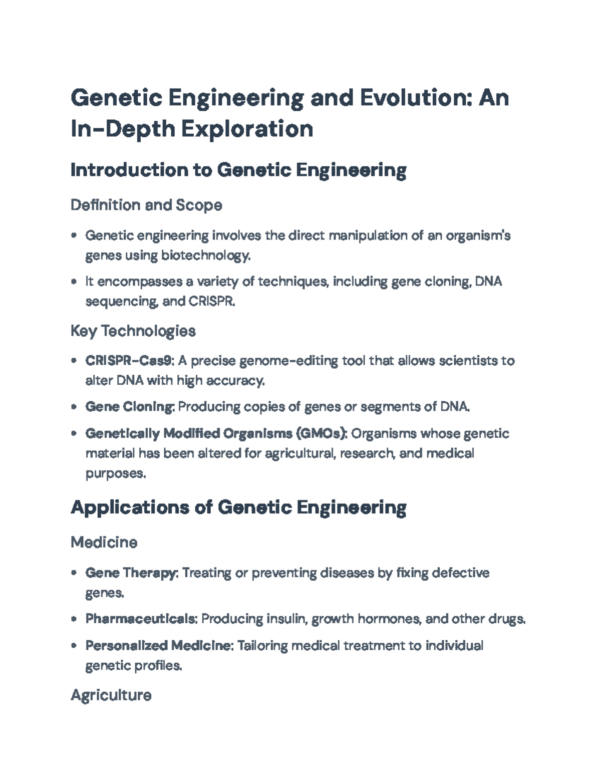 Genetic Engineering & Evolution: An In-Depth Exploration (Biology 101 ...