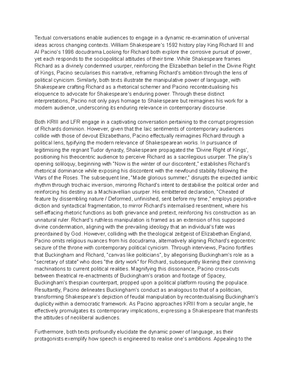 Richard Mod A: Power and Language in Shakespeare's King Richard ...