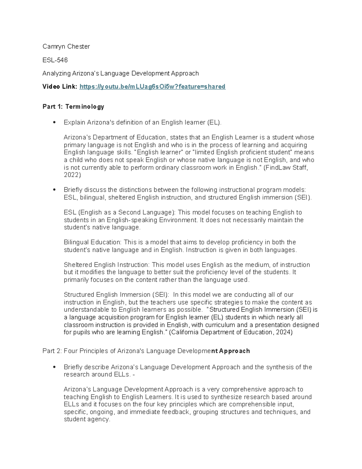 ESL-546 - Insights into Arizona's Language Instruction Strategies - Studocu