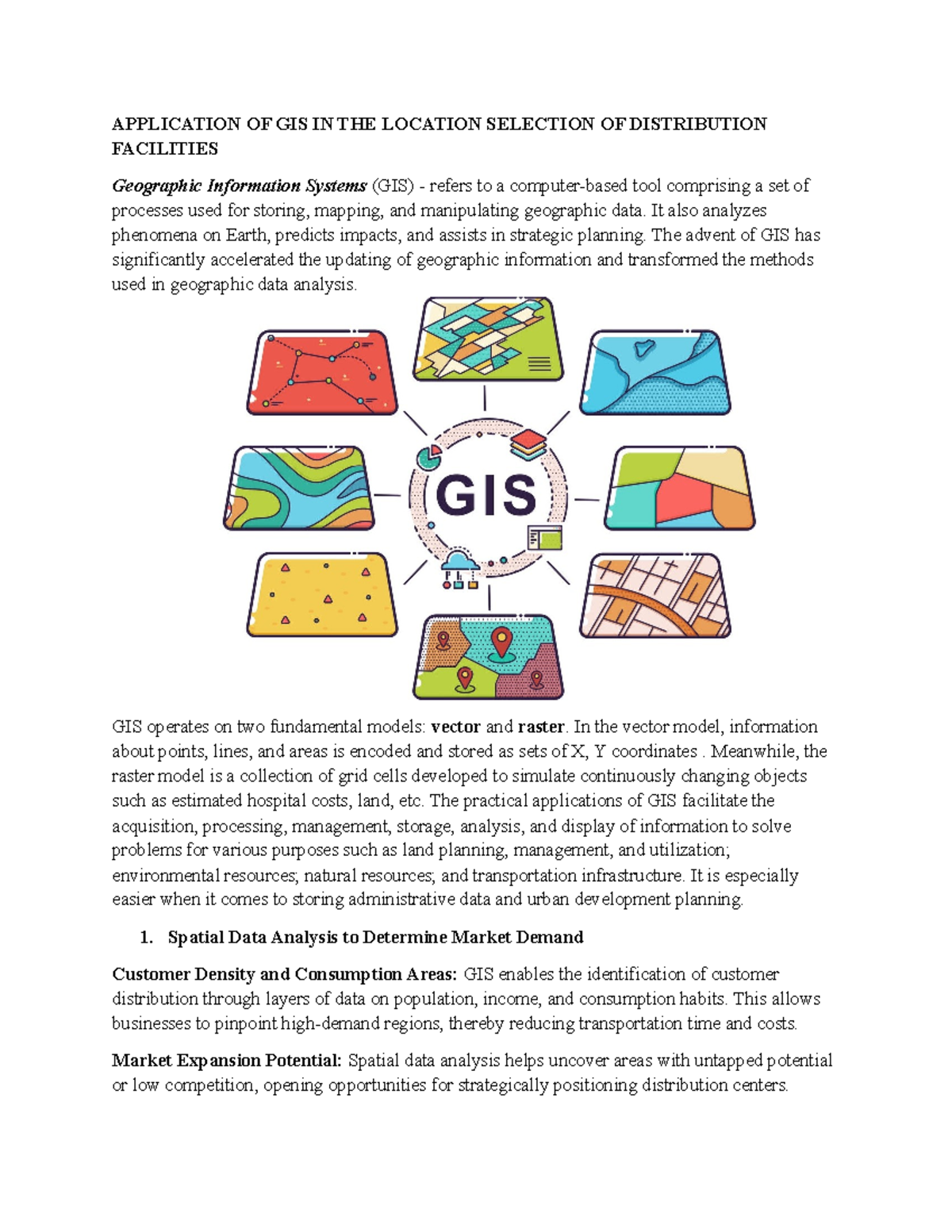Application of GIS for Optimizing Distribution Facility Locations - Studocu