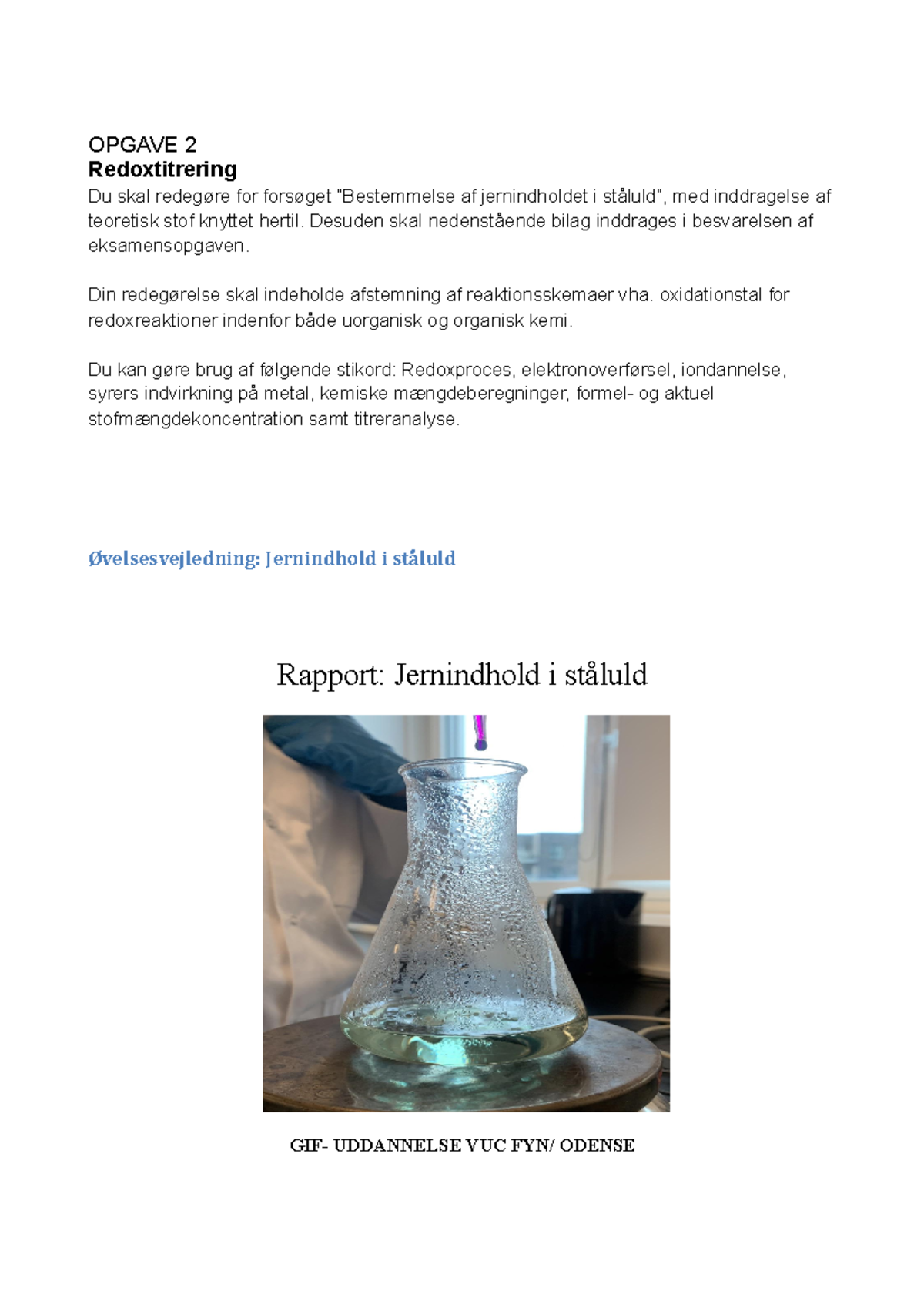 Bestemmelse af Jernindhold i Ståluld via Redoxtitrering - GIF VUC Fyn ...