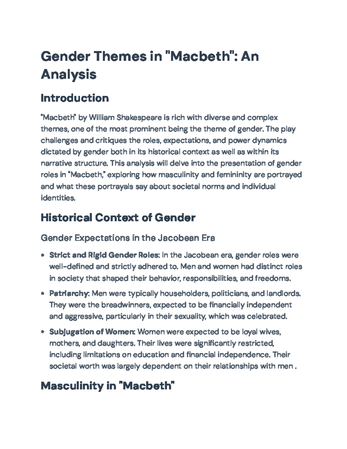 Gender Dynamics and Power in Shakespeare's "Macbeth": An Analysis ...