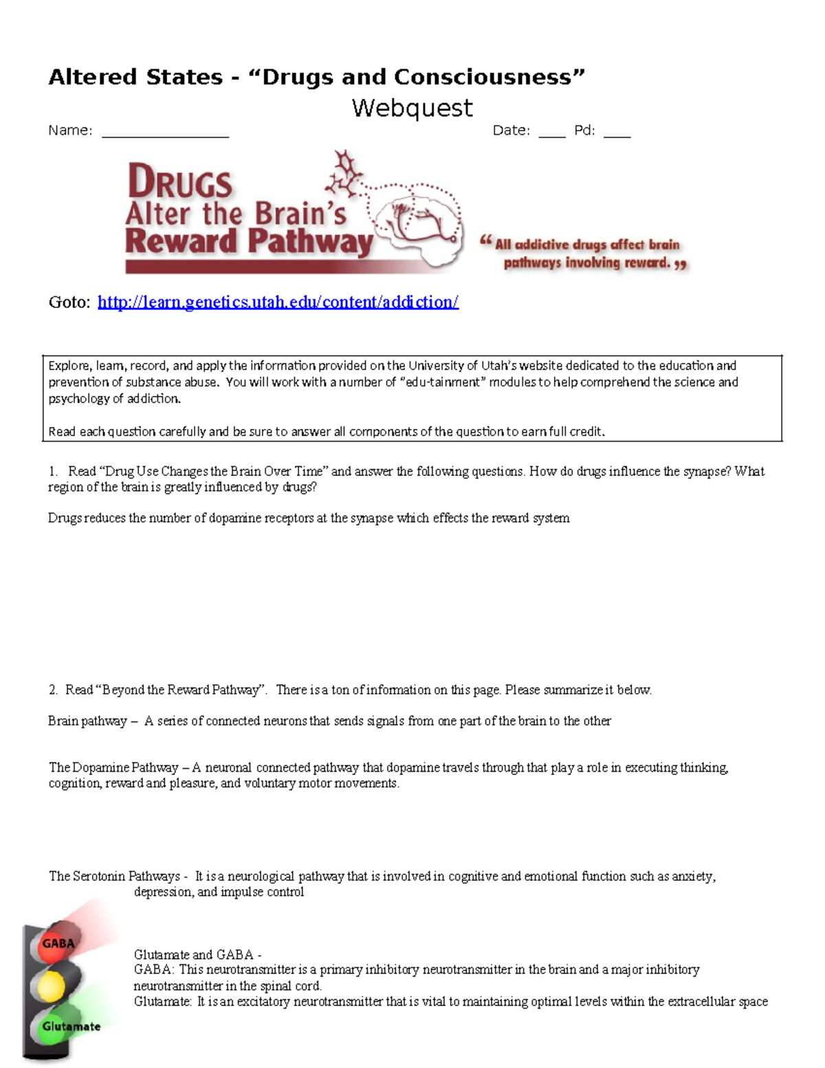 Mouse Party Webquest turn - Altered States - “Drugs and Consciousness ...