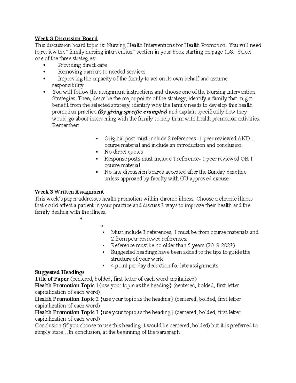 Week 3 TIPS - break down of assignments - Week 3 Discussion Board This ...