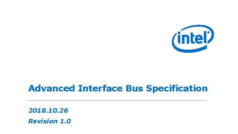 Advanced Interface Bus Specification AIB 2018.10.26 Revision 1.0 - Studocu