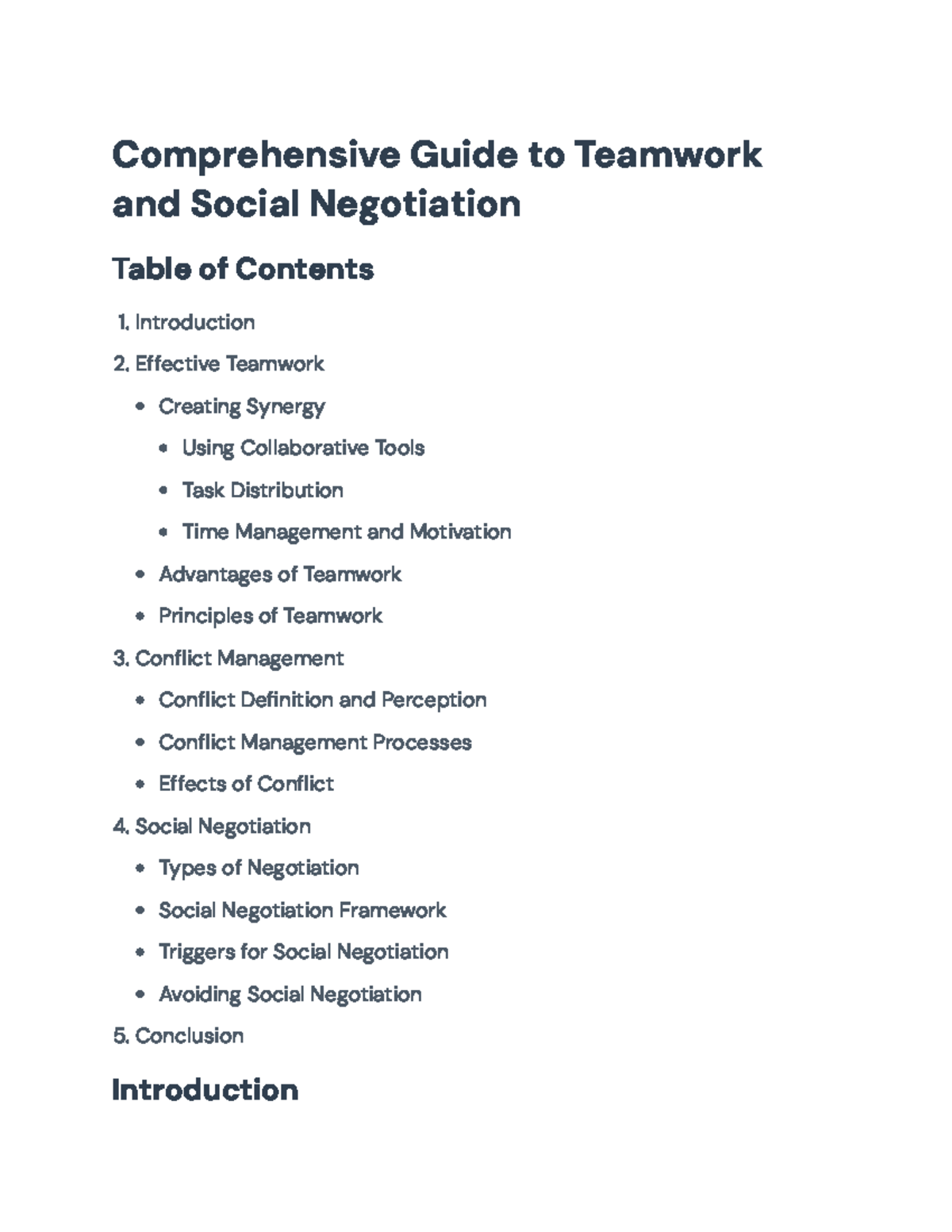 Comprehensive Guide to Teamwork, Conflict Management, and Negotiation ...