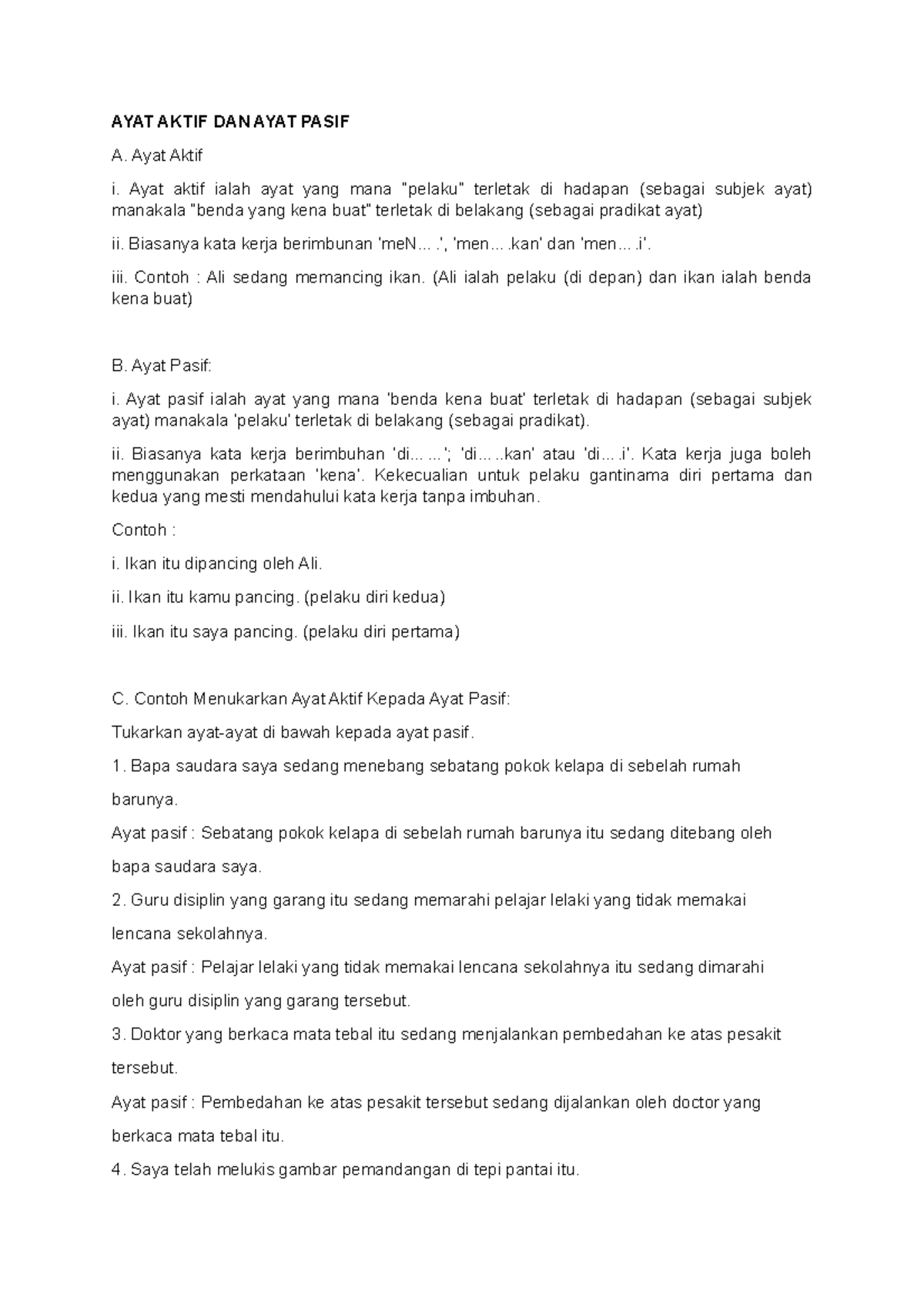 Ayat Aktif dan Pasif: Panduan Lengkap dan Contoh Praktis - Studocu