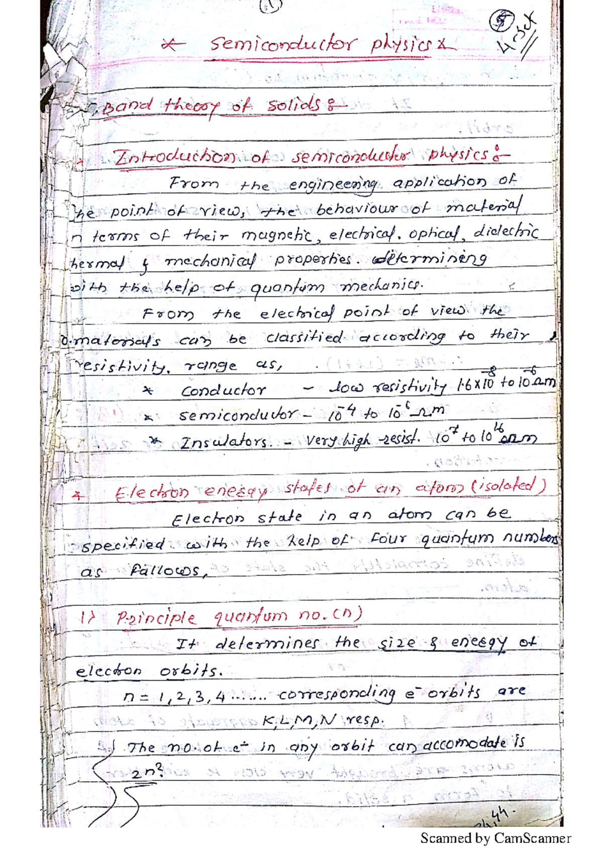 U-1 Mod1: Lecture Notes on Semiconductor Physics and Band Theory - Studocu