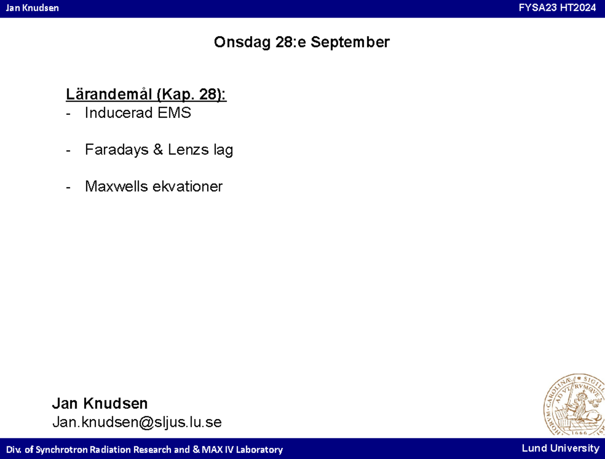 Faraday's & Lenz's Laws Explained - FYSA23 Lecture Notes - Studocu