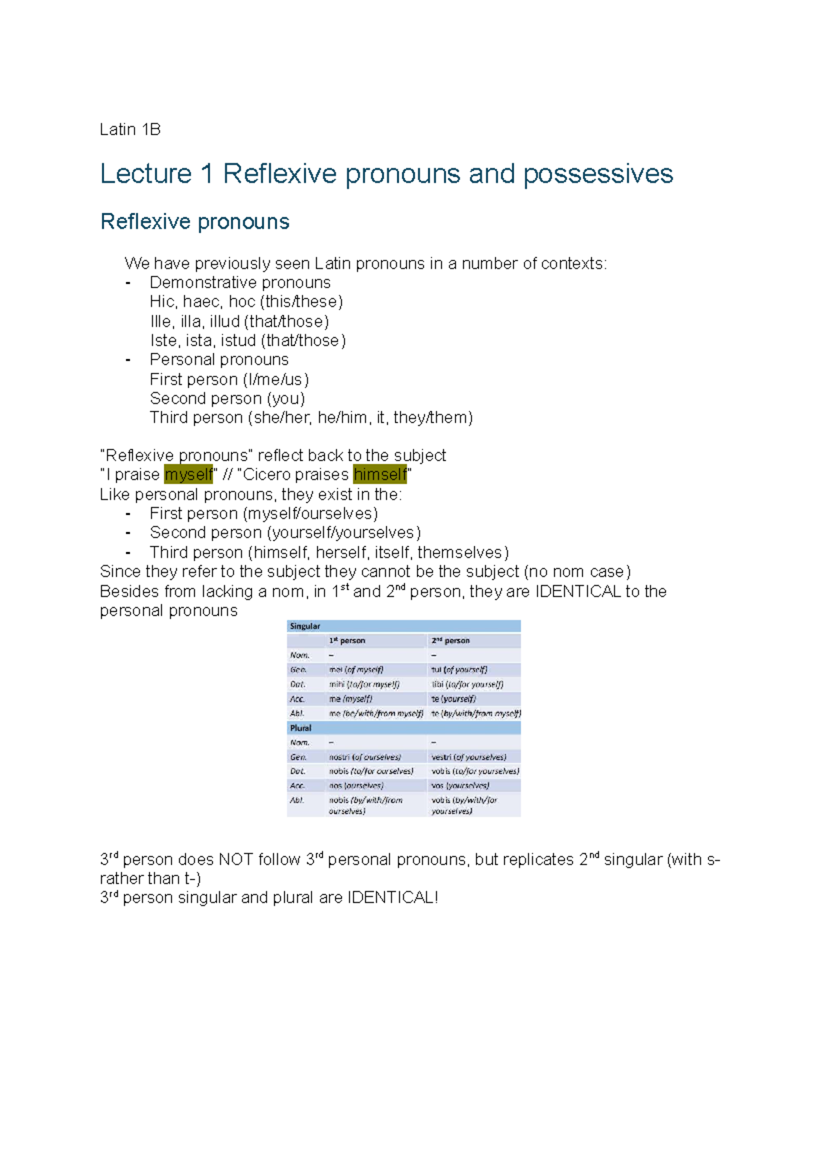 Latin 1B lecture on passive periphrastic and indirect statements - Studocu