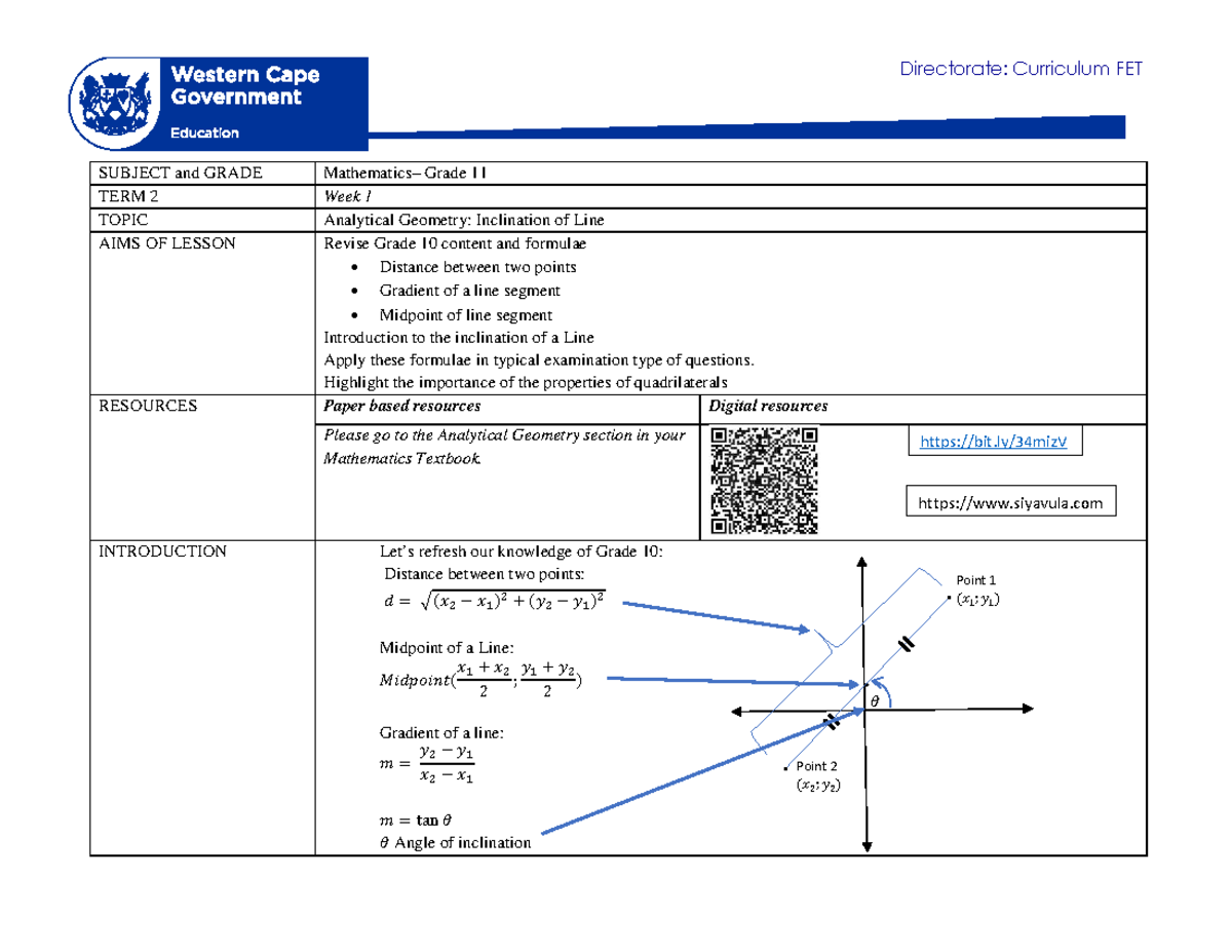 Mathematics Grade 11 Term 2 Week 1 2020 - Directorate: Curriculum FET ...
