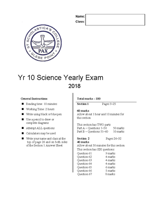 Year 10 Science - Grade: 10 - Secondary School - Studocu
