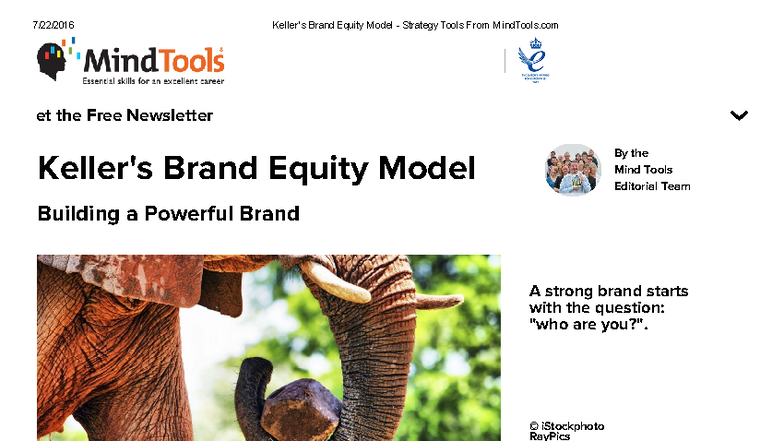 Keller's Brand Equity Model - Strategy Tools (CBBE) from MindTools ...
