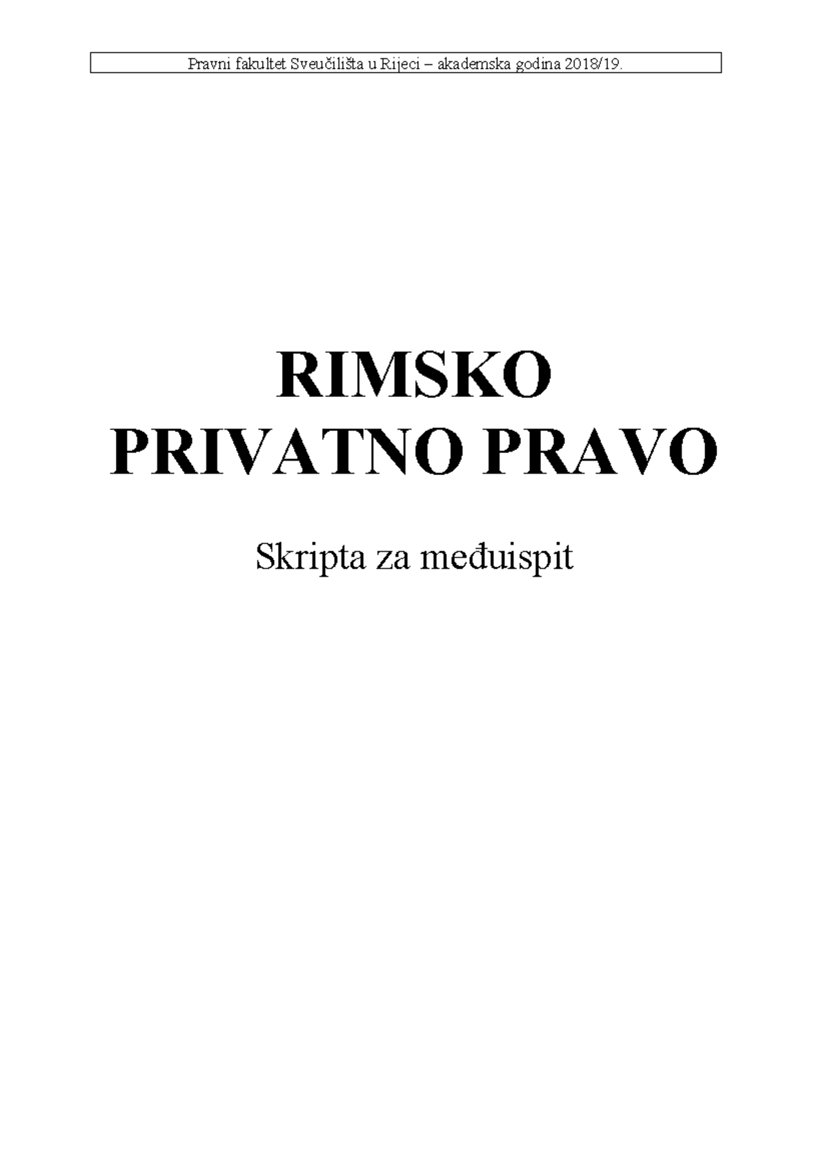 RIMSKO PRIVATNO PRAVO: Skripta za međuispit A..D. - Studocu