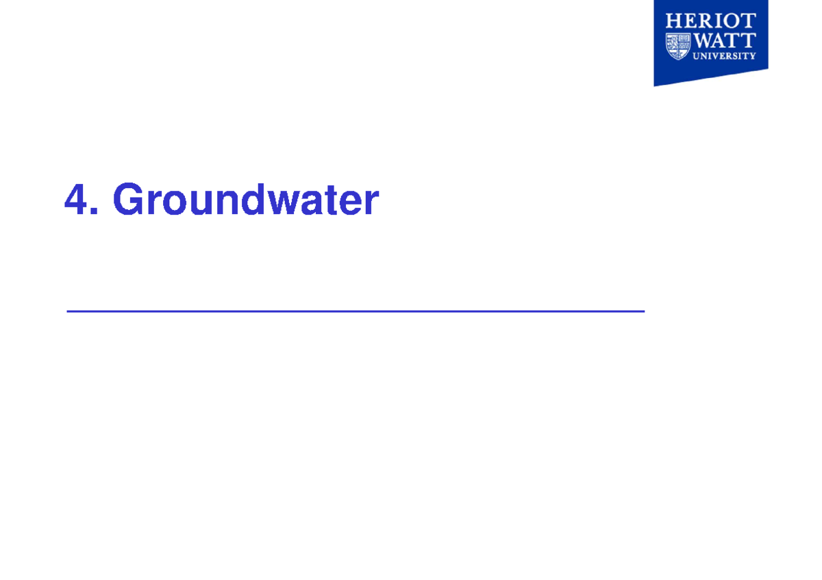 Groundwater Overview: Key Concepts and Hydraulic Conductivity (Handouts ...