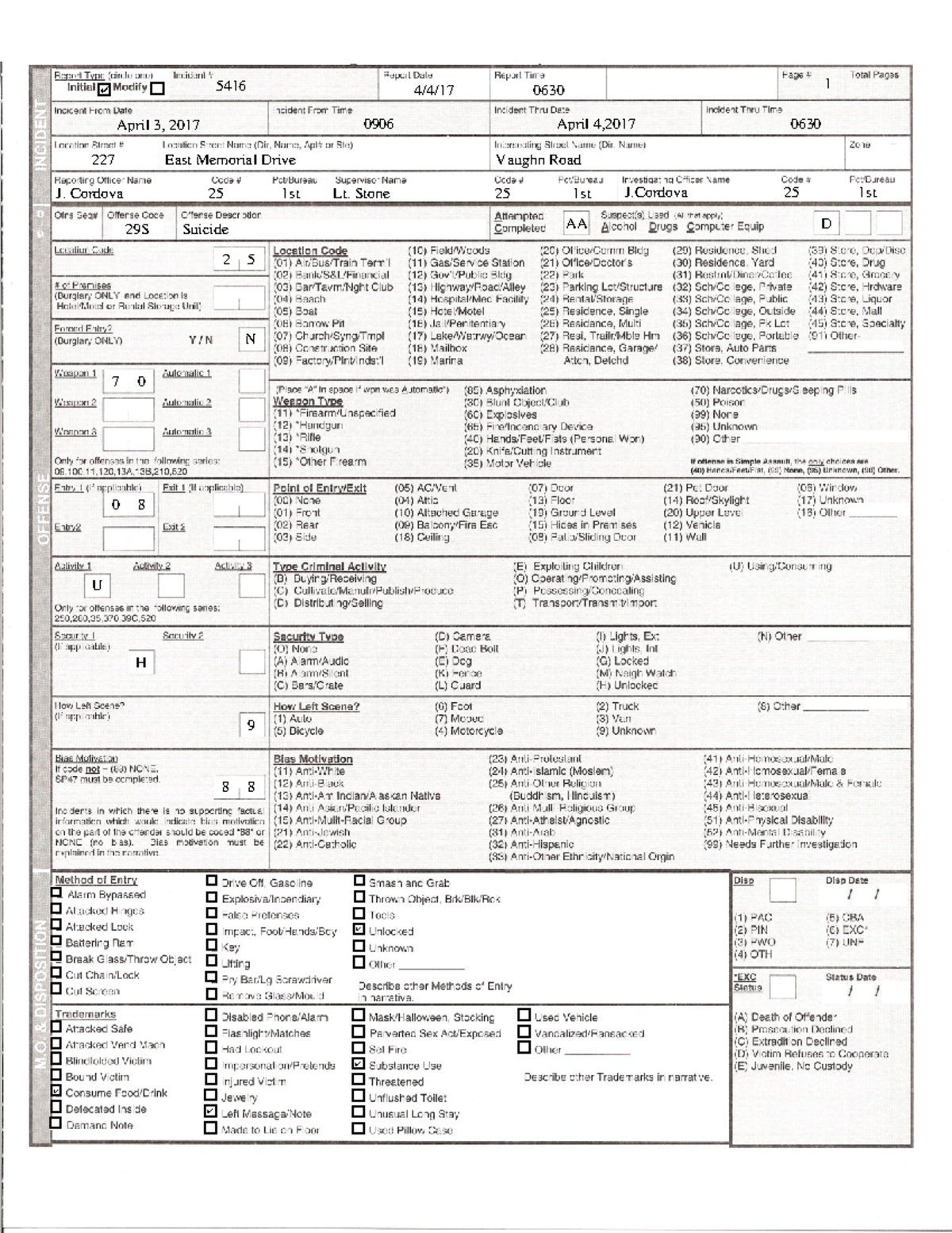 Incident Report & Victim Sheet for Law Enforcement Documentation - Studocu