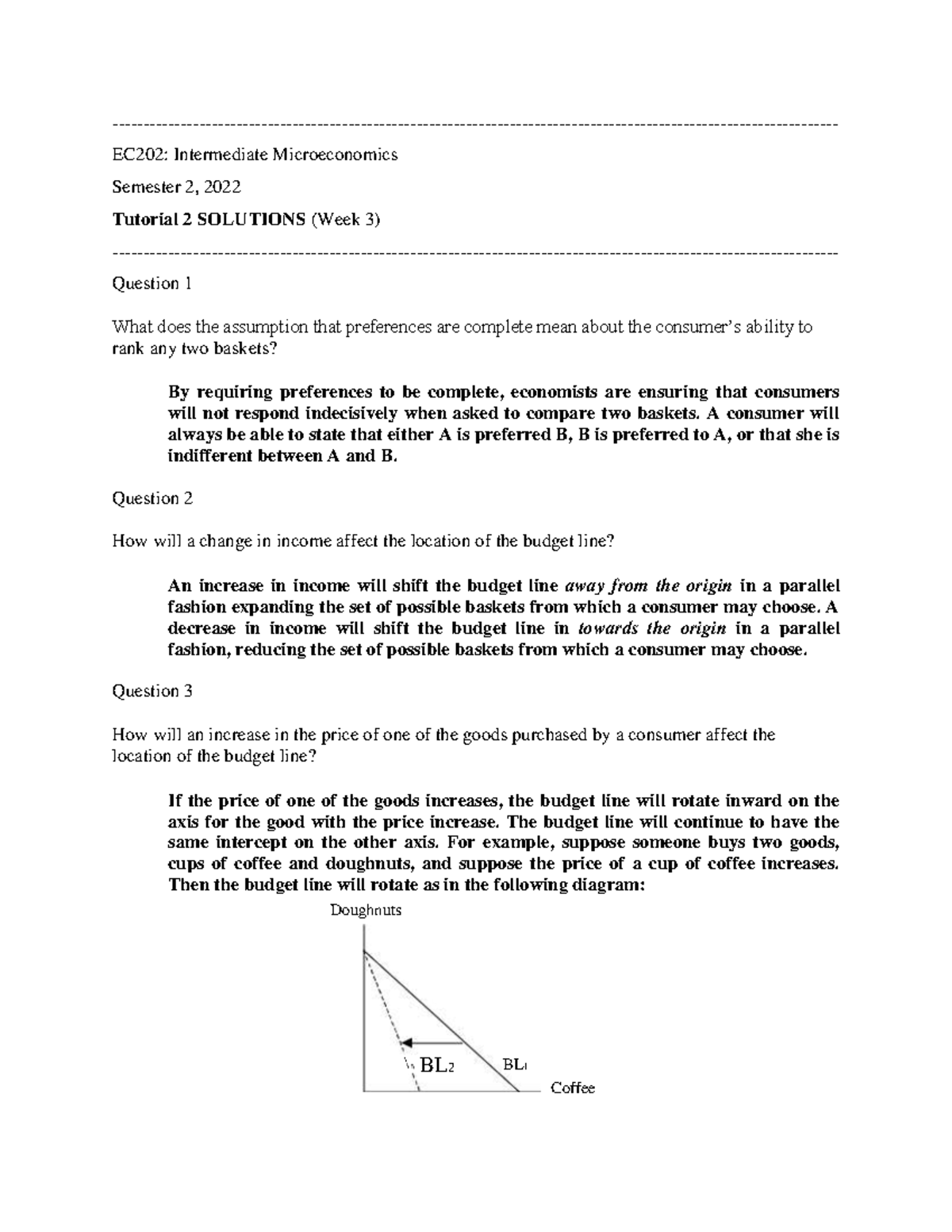 EC202: Intermediate Microeconomics - Tutorial 2 Solutions (2022) - Studocu