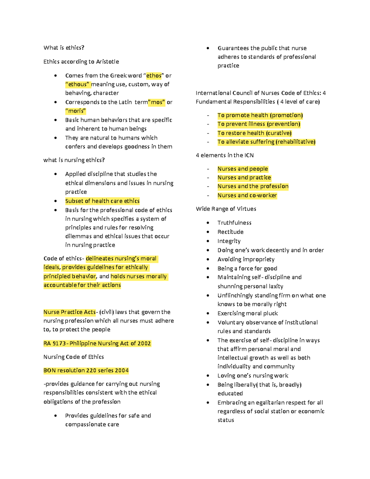 Bioethics 101: Essential Concepts for Nursing Practice and Care - Studocu