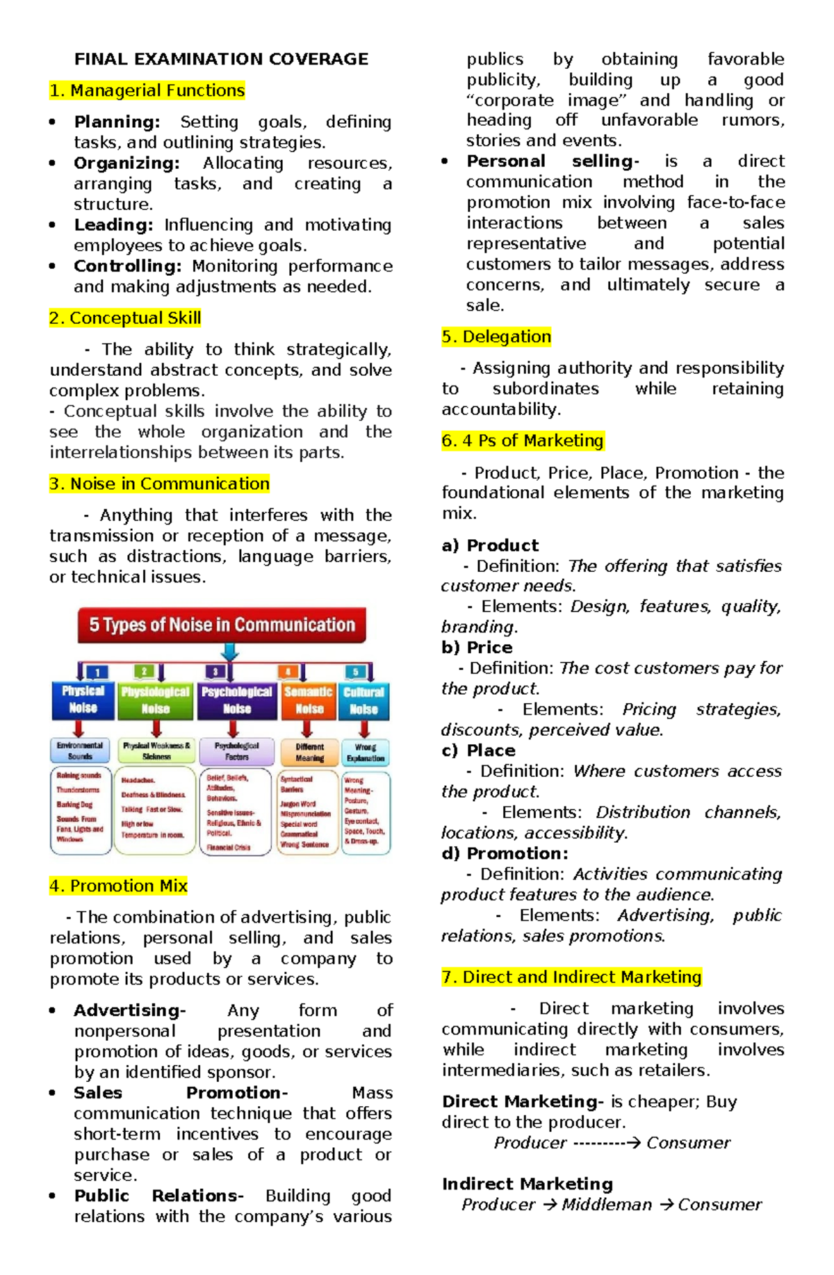 Final Examination Coverage (CBAR101) - FINAL EXAMINATION COVERAGE ...
