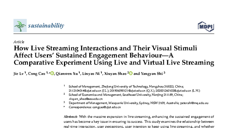 Sustainability 2022: Impact of Live vs. Virtual Streaming on Engagement ...