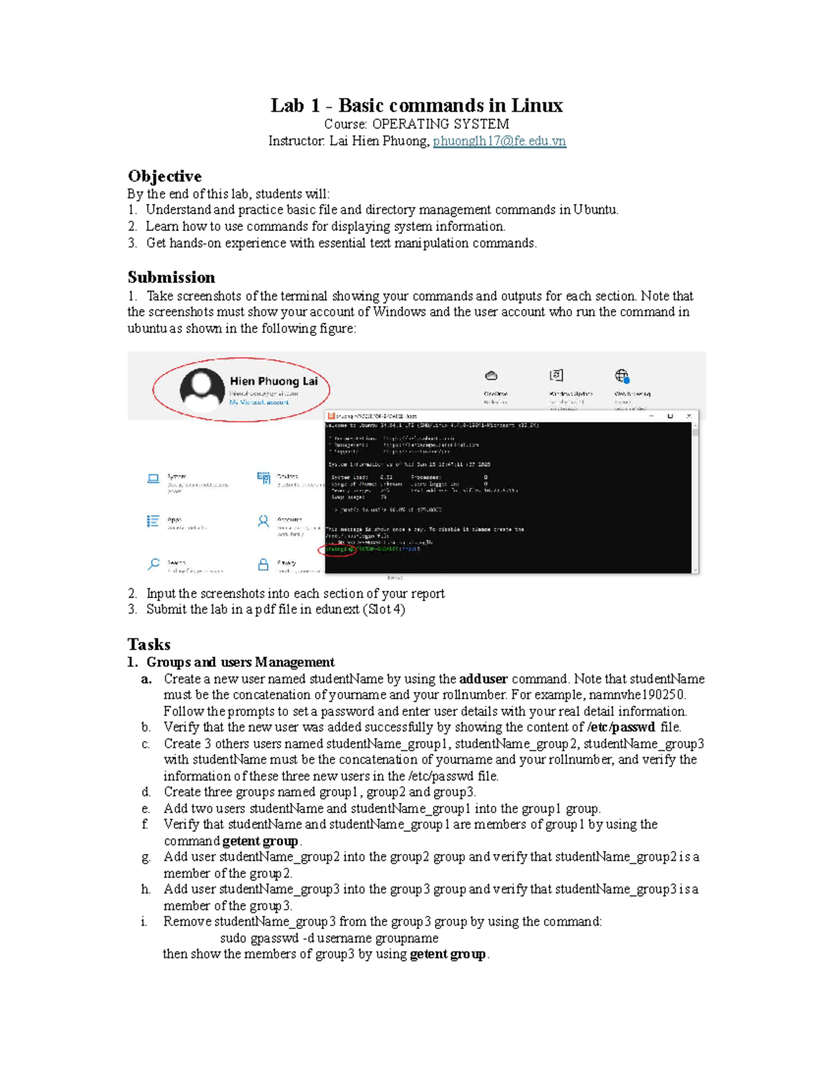 Lab 1: Basic Linux Commands - OS 16 01 2025 Sp2025 - Studocu