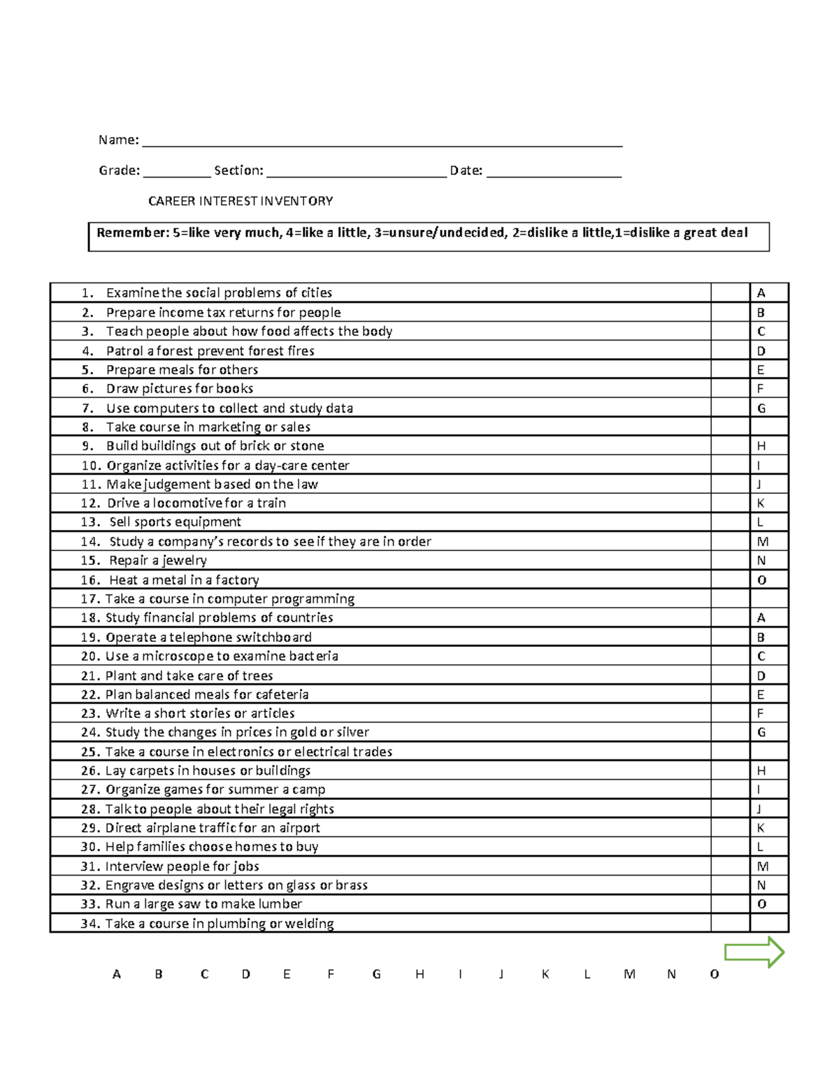 Career-Interest-Inventory - Name