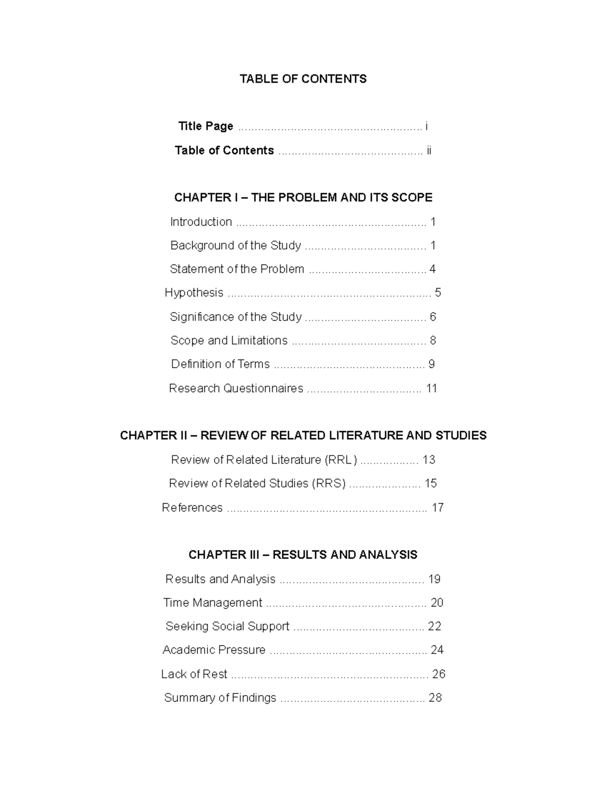 Research Study Table of Contents: Problem Scope & Literature Review ...