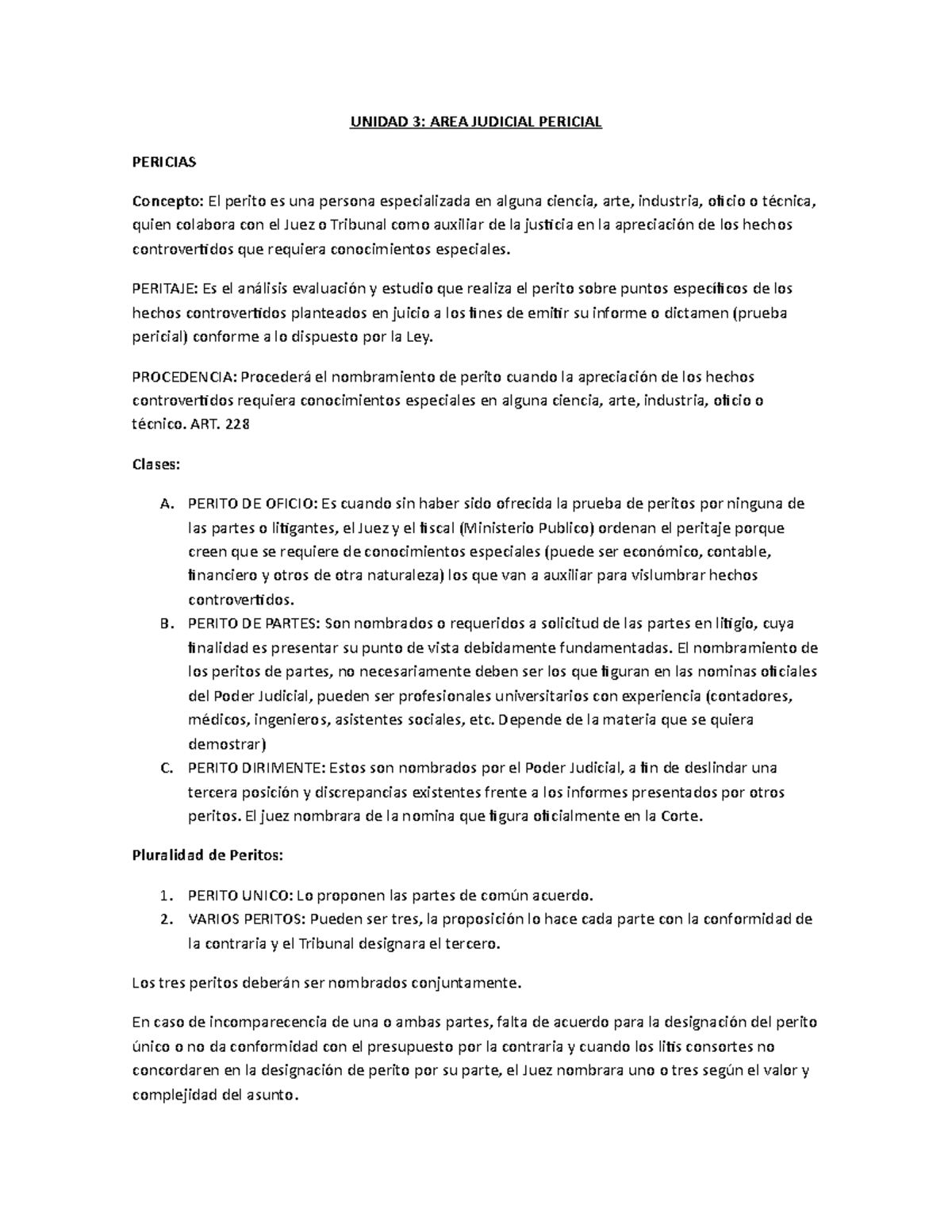 Unidad 3- Pericial - dsfsdfds - UNIDAD 3: AREA JUDICIAL PERICIAL ...