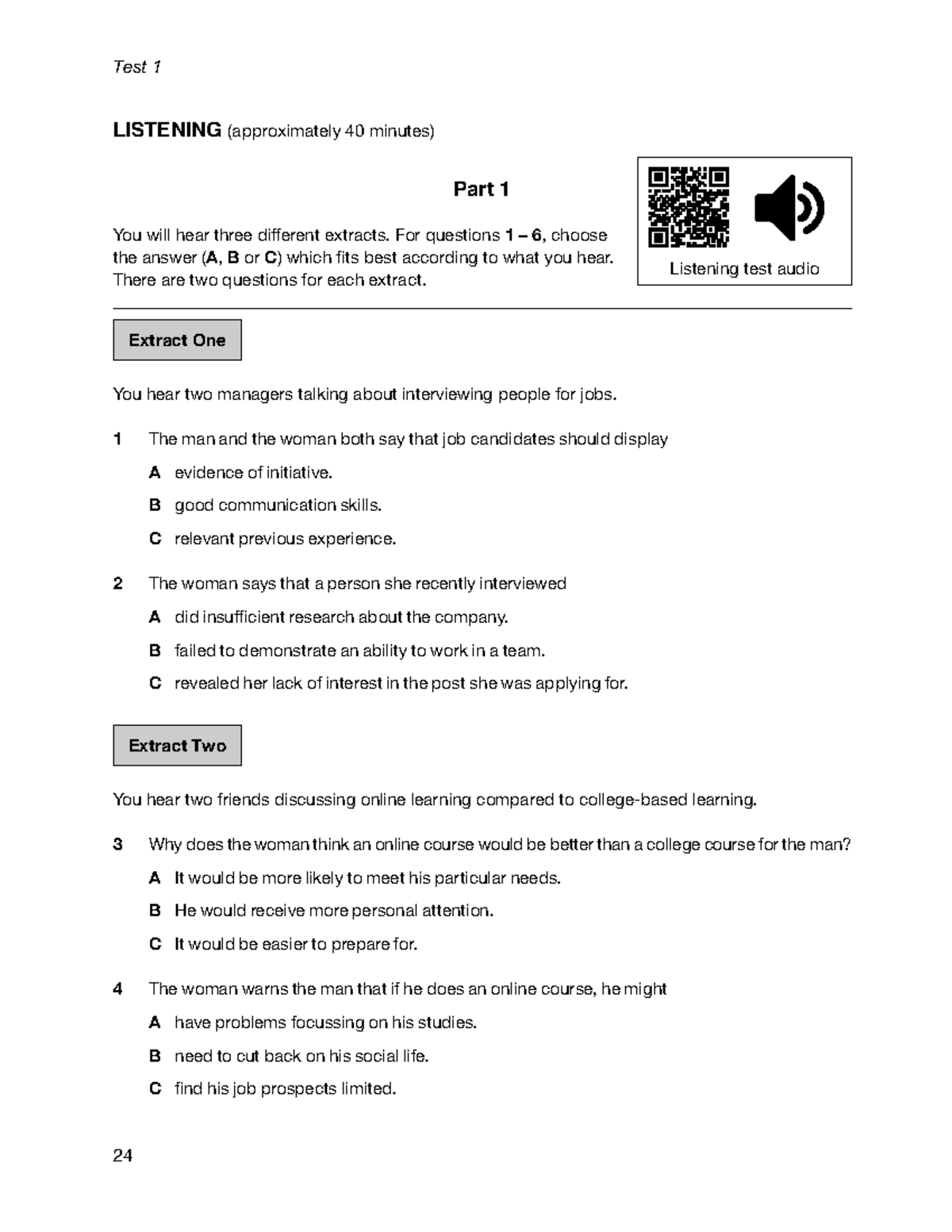 C1 Listening Test 1: Comprehensive Guide and Practice Questions - Studocu