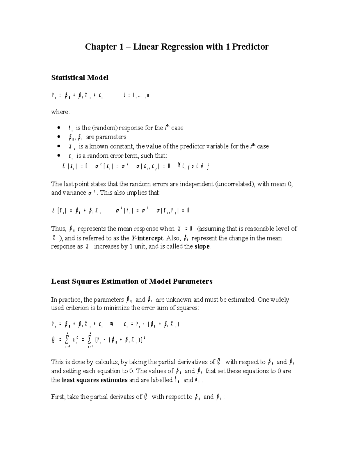 Chapter 1: Linear Regression with 1 Predictor - Error Term Variance ...