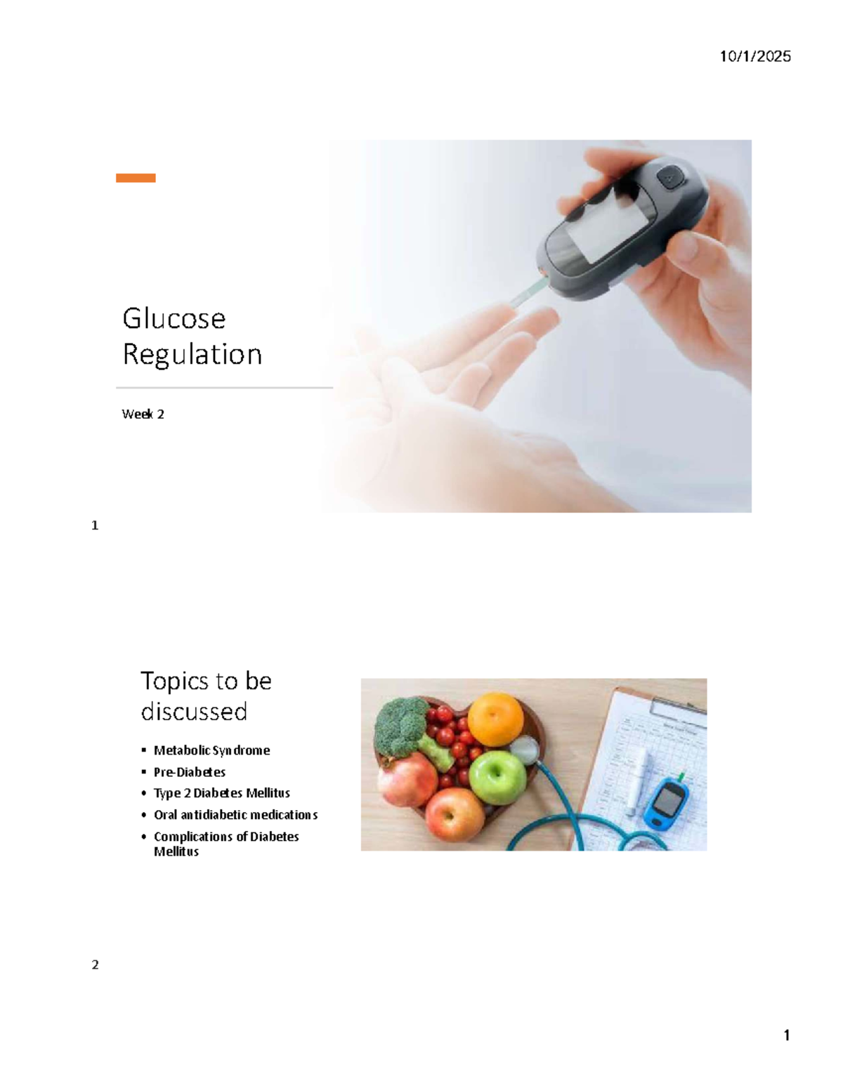 Glucose Regulation in Diabetes Management: Week 2 Overview - Studocu